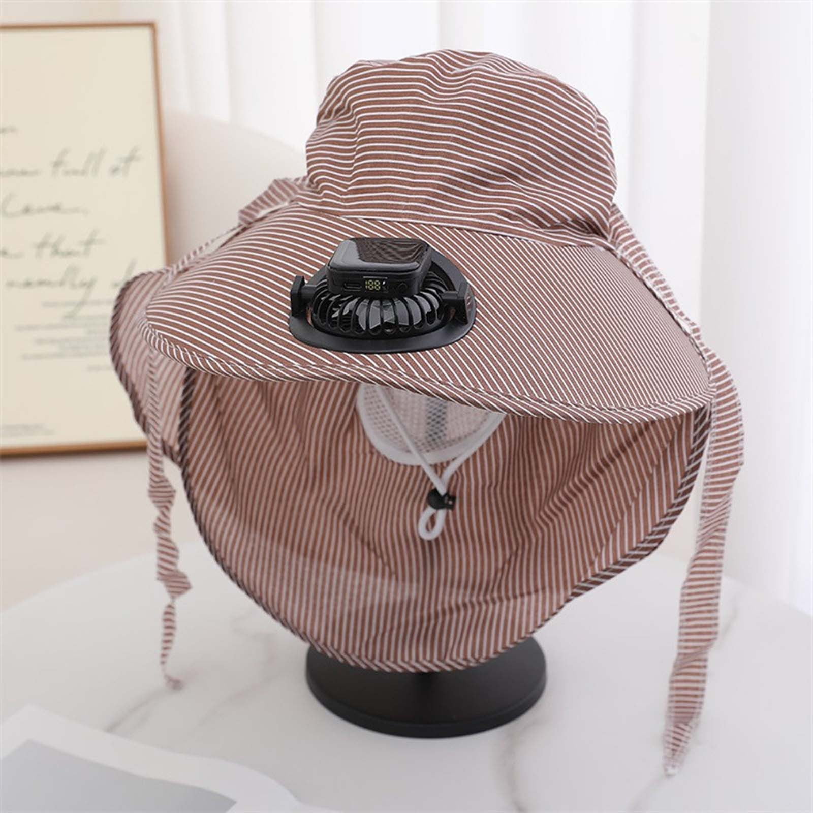 Hauaitttt Solar Fan Bucket Hat for Men Women UPF50+ Sun Wide Brim ...