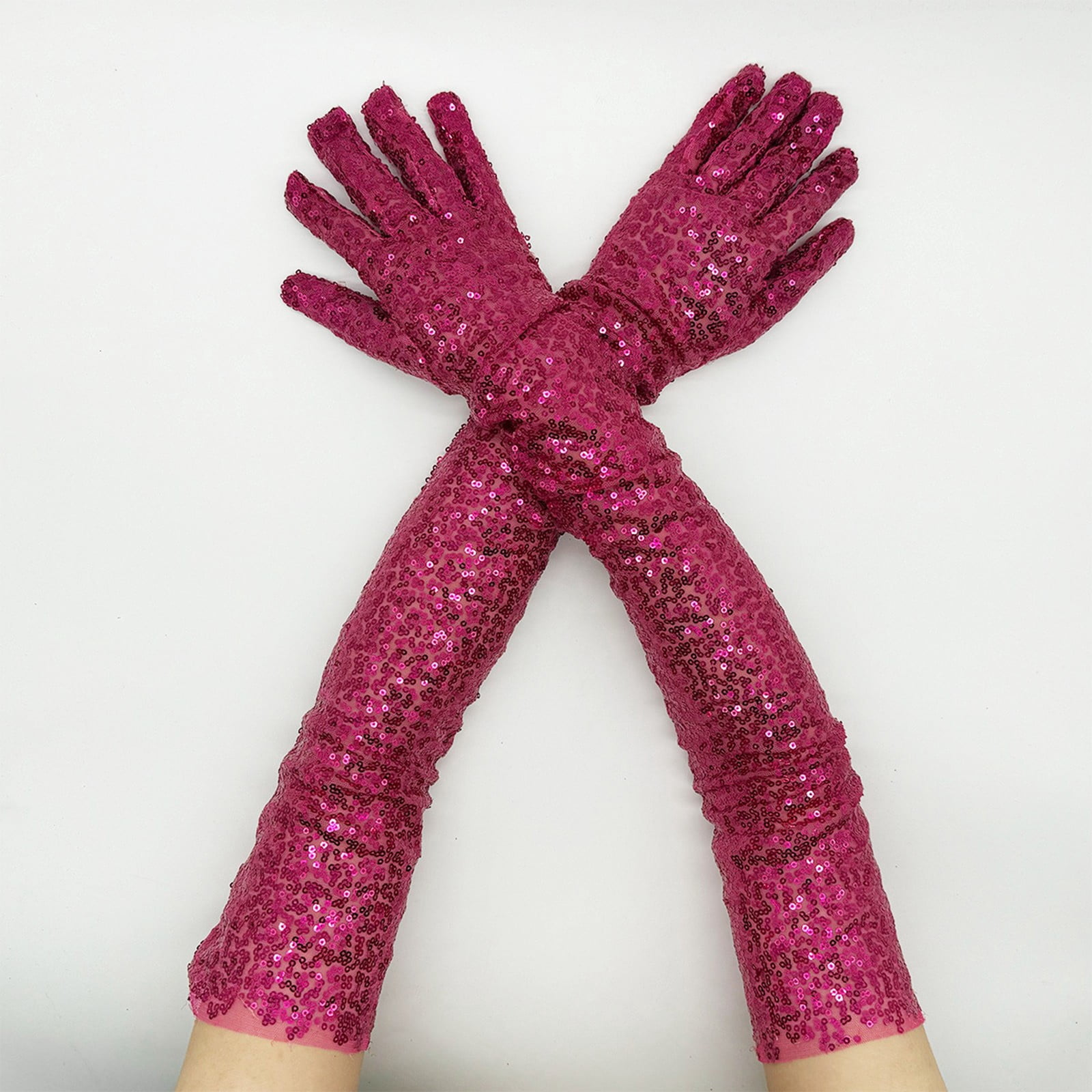 Hauaitttt Sparkly Sequin Long Opera Party Gloves for Women 1920s 20s ...