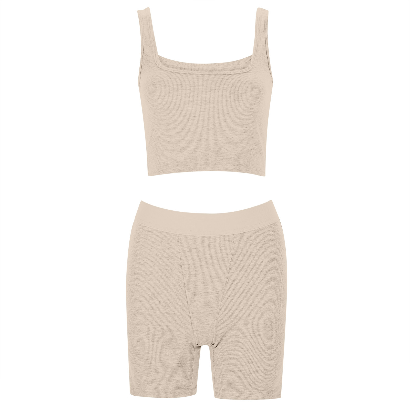Hauaitttt Striped Knit Lift High Waisted Shorts Sports Casual Suit for ...