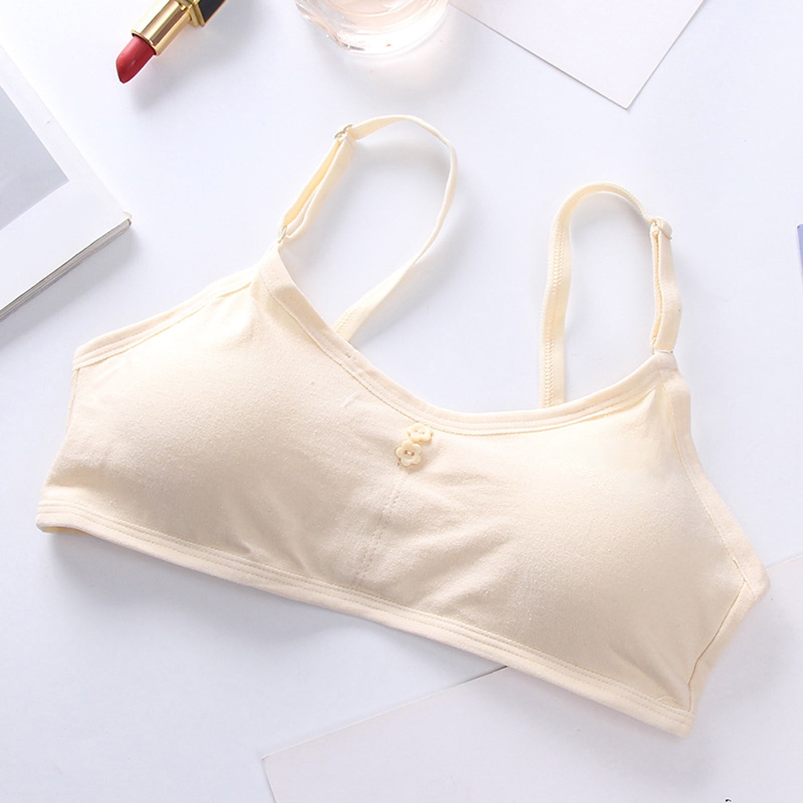 Hauaitttt Student Bra Fixed Cup Chest Wrap with Chest Pad Top Bra ...