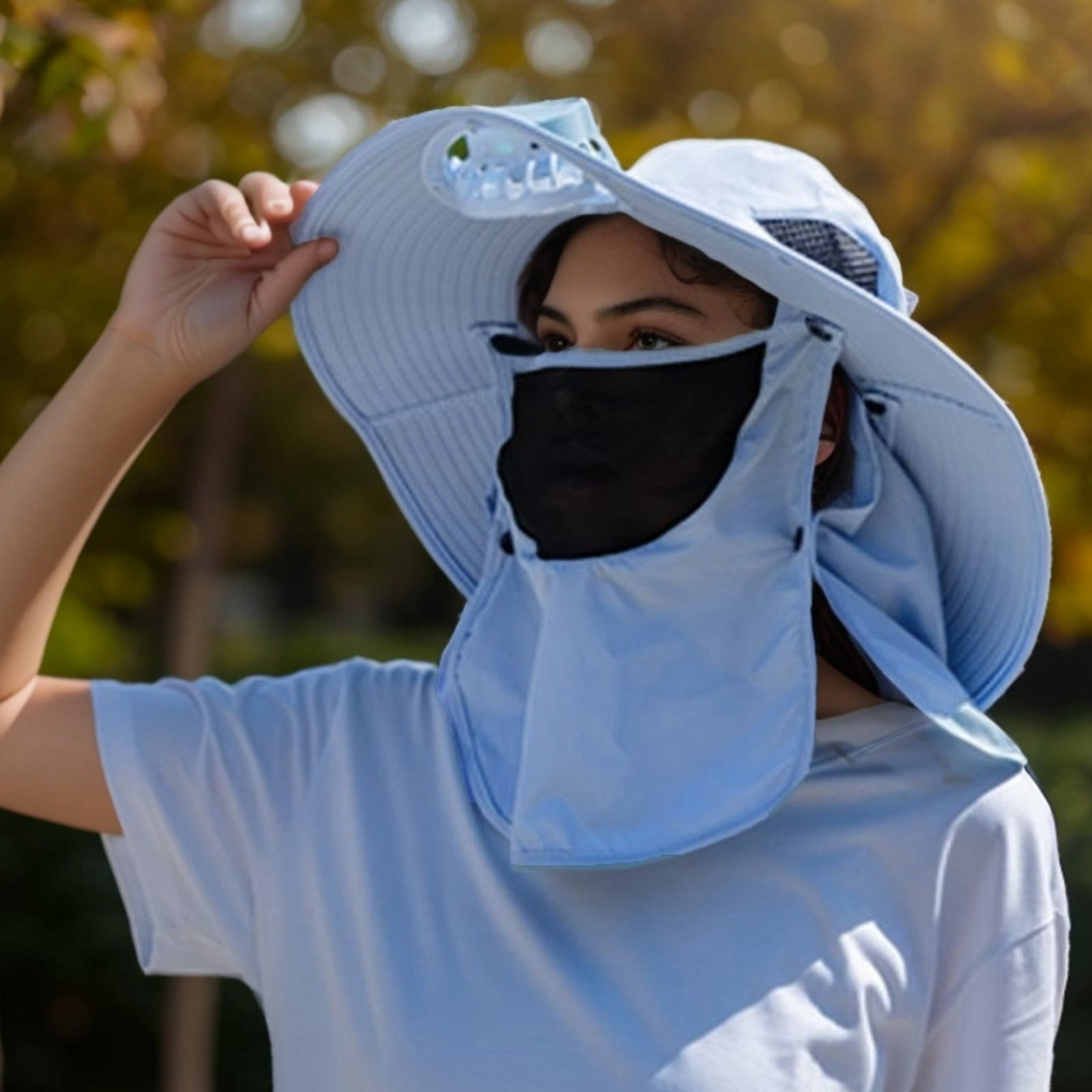 Hauaitttt Summer Outdoor Sun Hats with Ventilated Fan and Drawstring ...