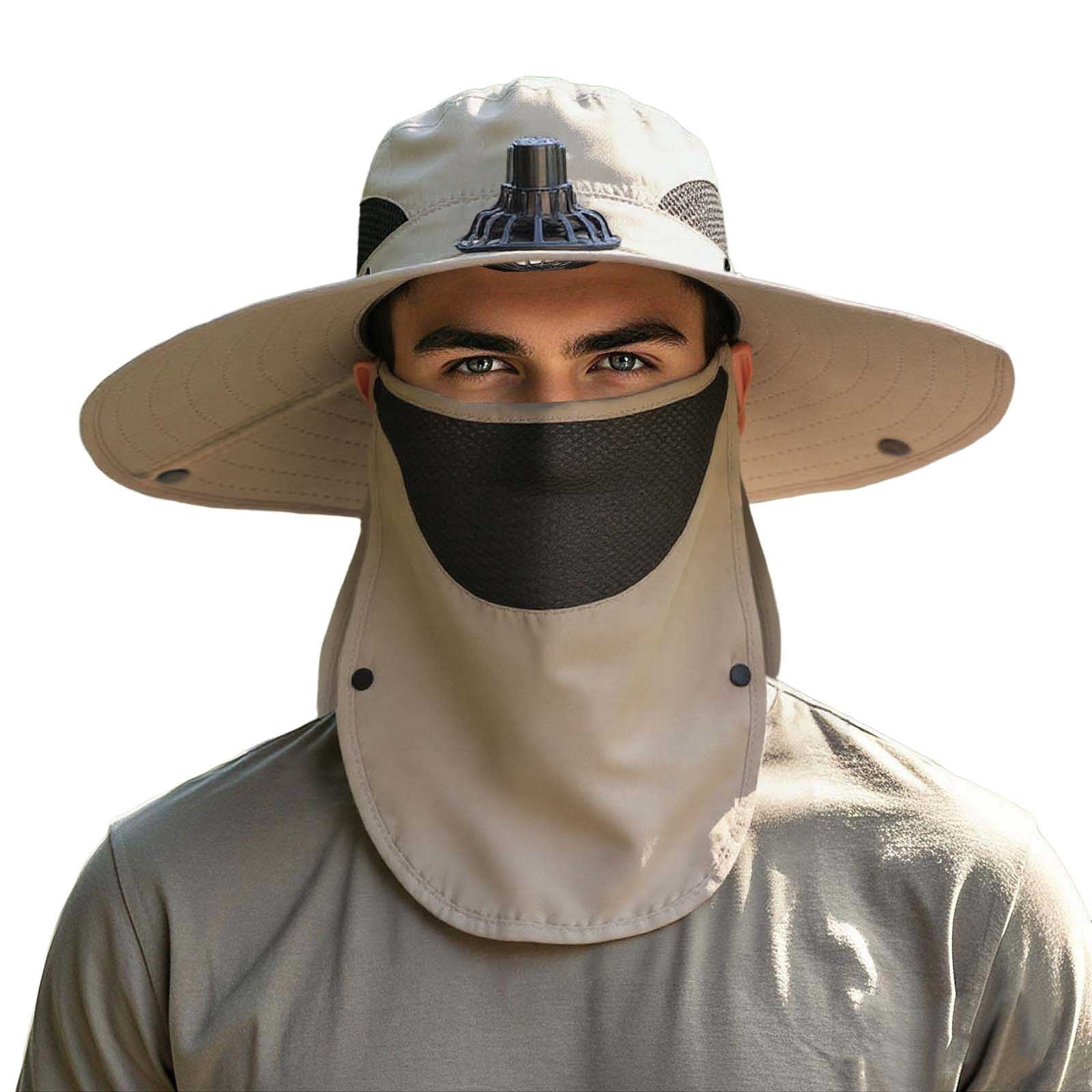 Hauaitttt Summer Sun Hat with Fan Wide Brim Outdoor UPF Sun for Hiking ...