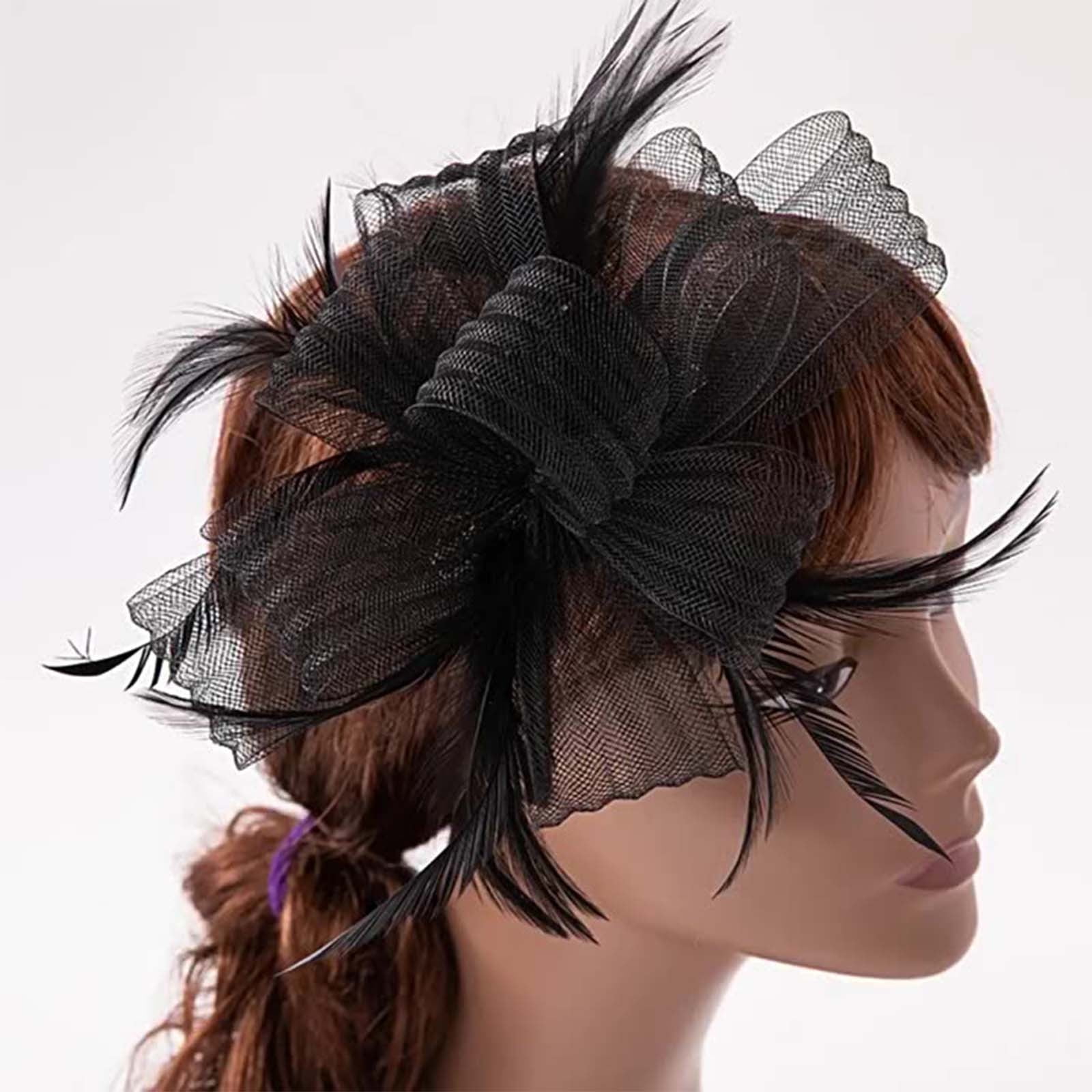 Hauaitttt Vintage English Style Mini Top Hat with Bride Hair Accessory ...