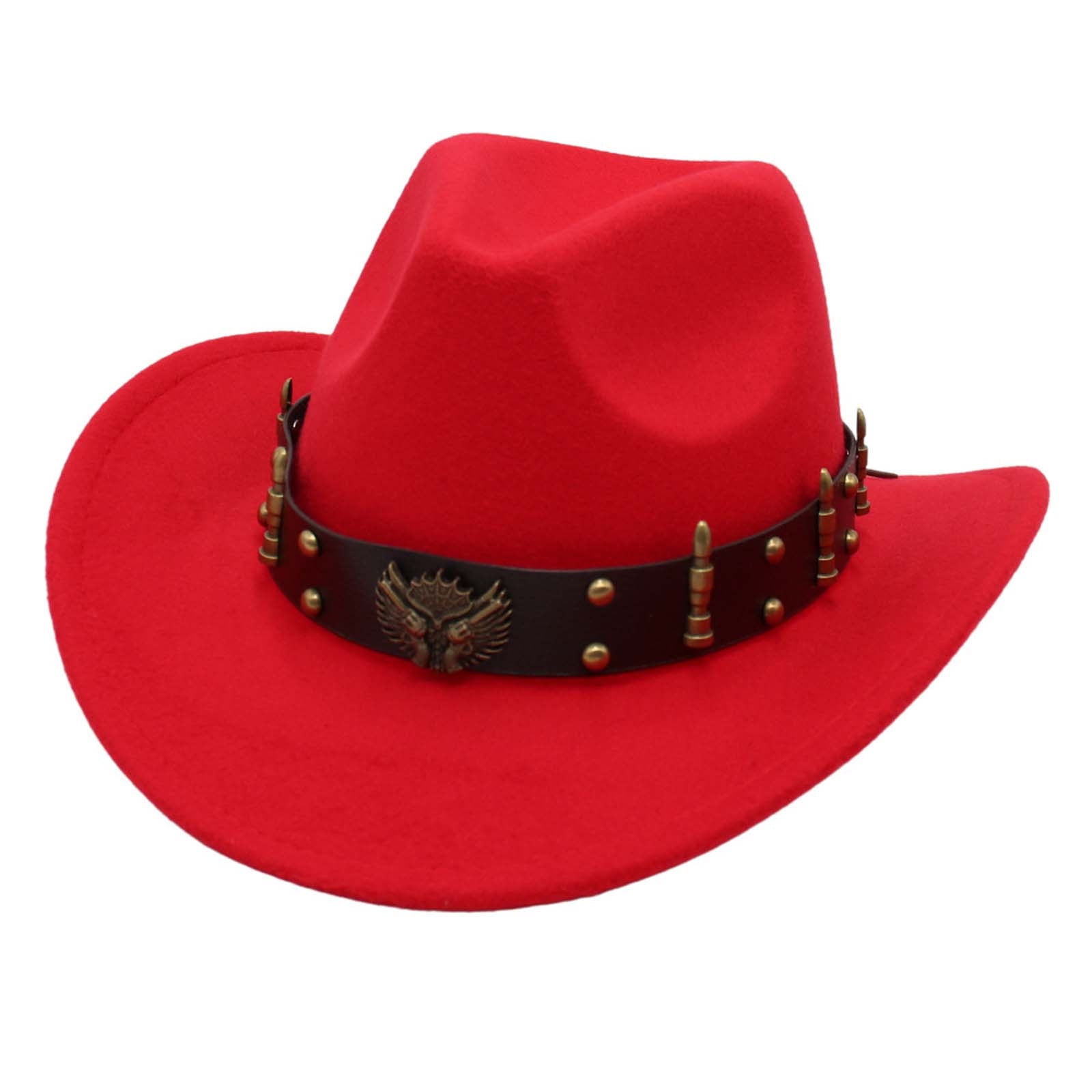 Hauaitttt Western Cowboy Style Hat Jazz Bowler Hat Cow Head Decoration ...