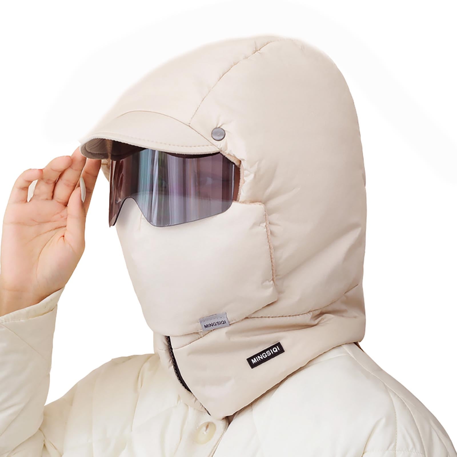 Hauaitttt Windproof Full Cover Outdoor Riding Hat with Glasses Winter ...