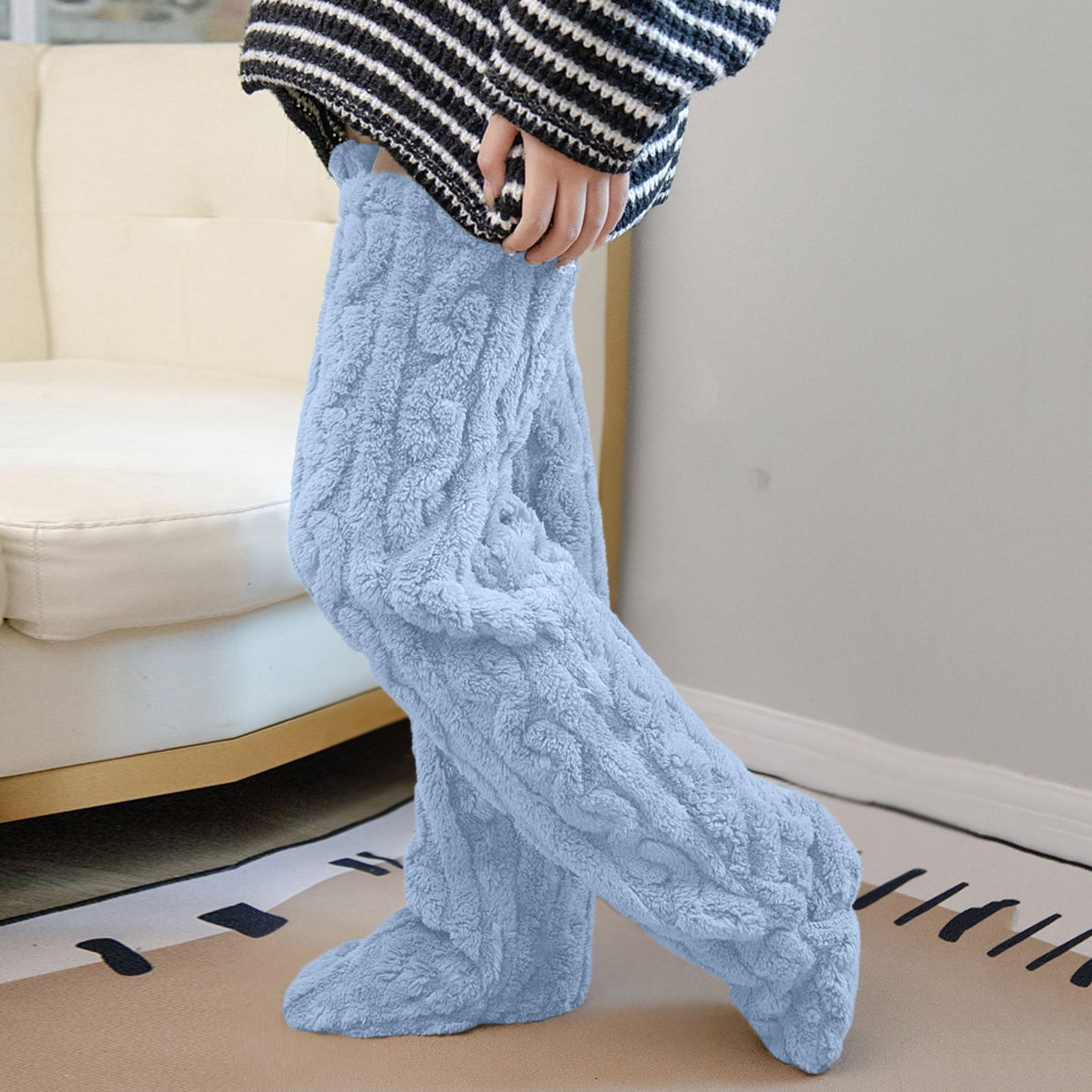 Hauaitttt Winter Warm Socking Leg Cover Home Knee Socks Thick Woolen ...