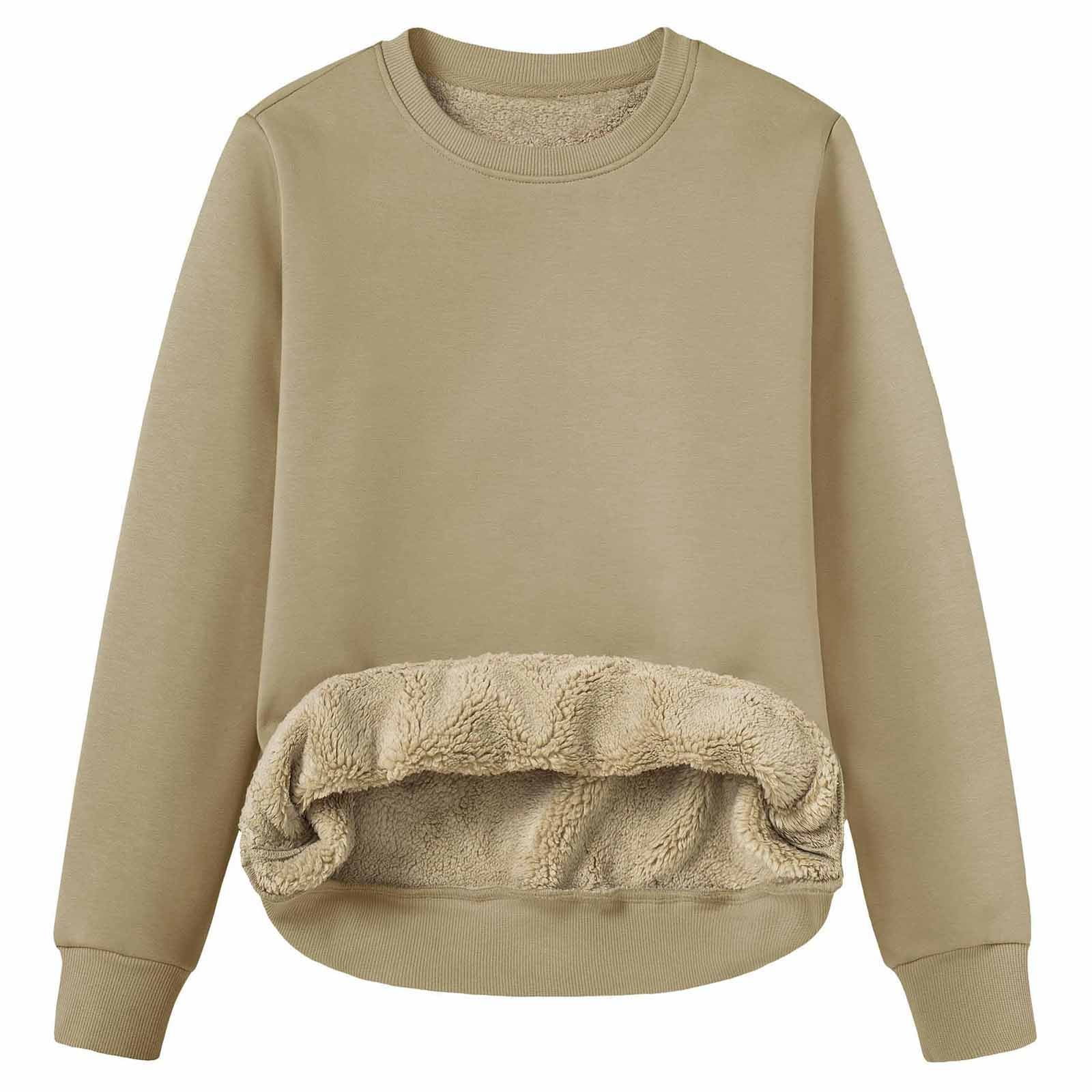 Hauaitttt Women Autumn Solid Color Long Sleeved Round Neck Pullover ...