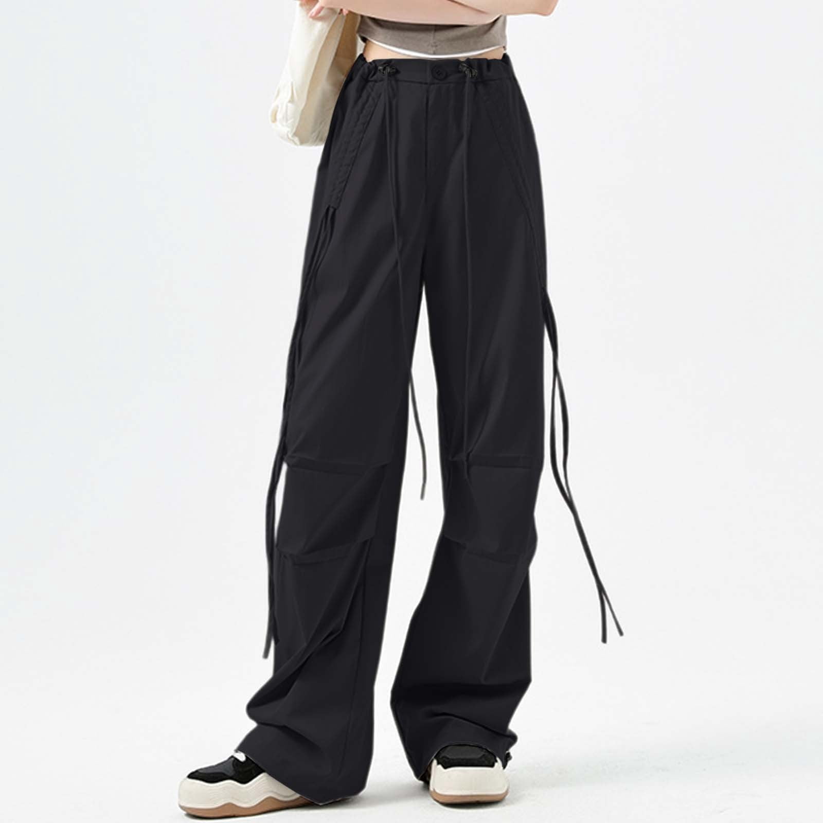 Hauaitttt Women Casual High Waist Wide Leg Pants with Bow Tie Detail ...