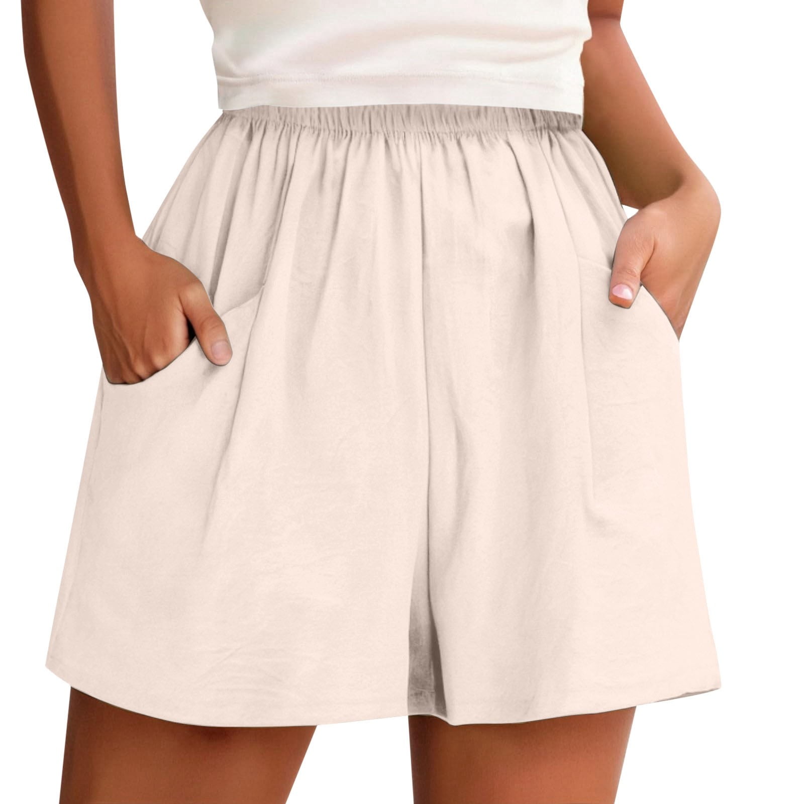 Hauaitttt Women Casual Shorts Comfortable Elastic Waist Summer Pants ...