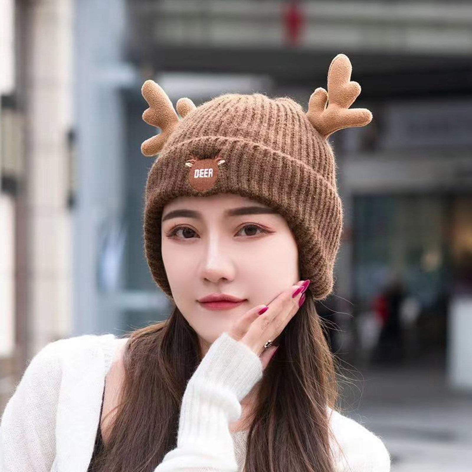 Hauaitttt Women Knitted Lined Hat Warm Pullover for Travel and Winter ...