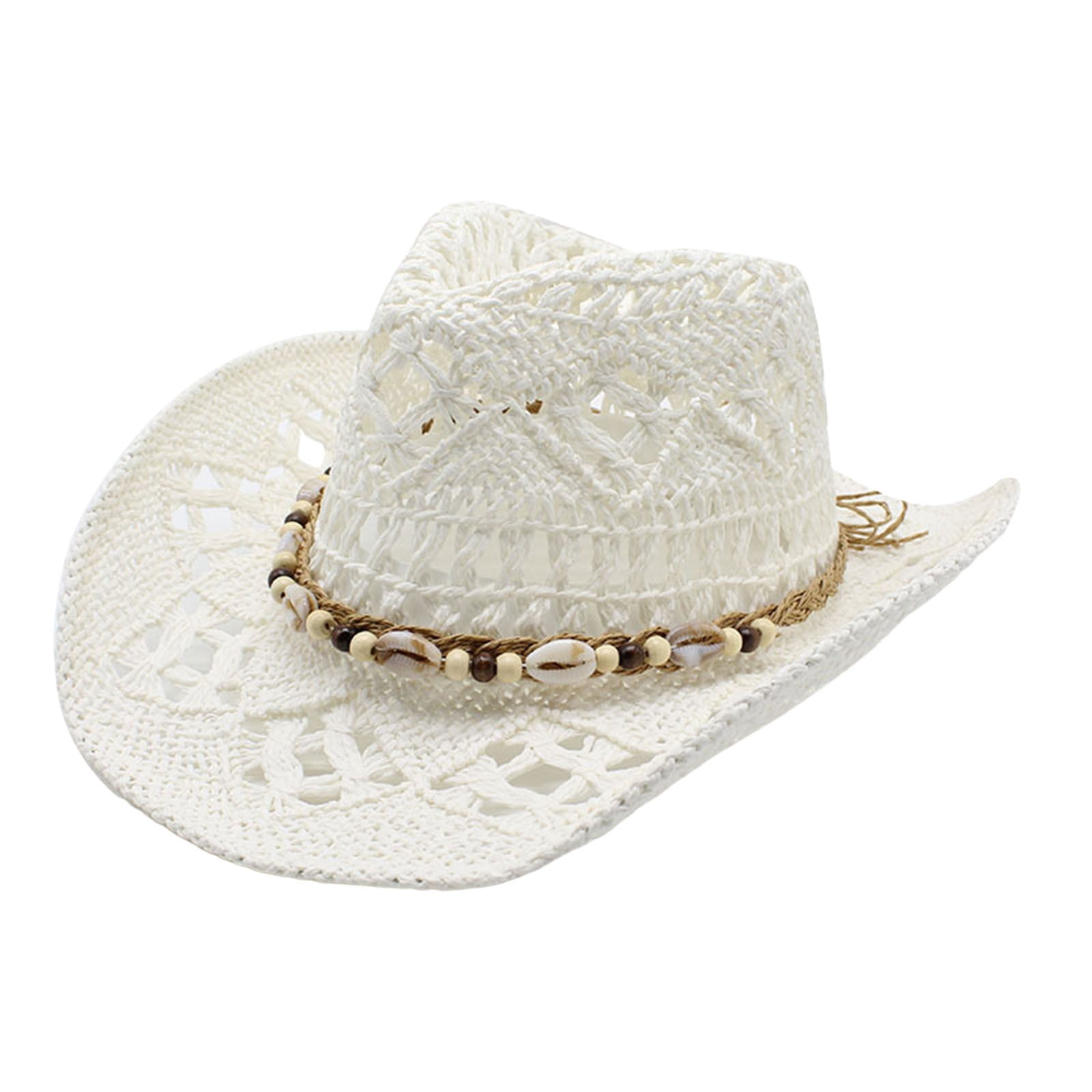 Hauaitttt Women Men Summer Western Cowboy Hat Shapeable Straw Hat ...
