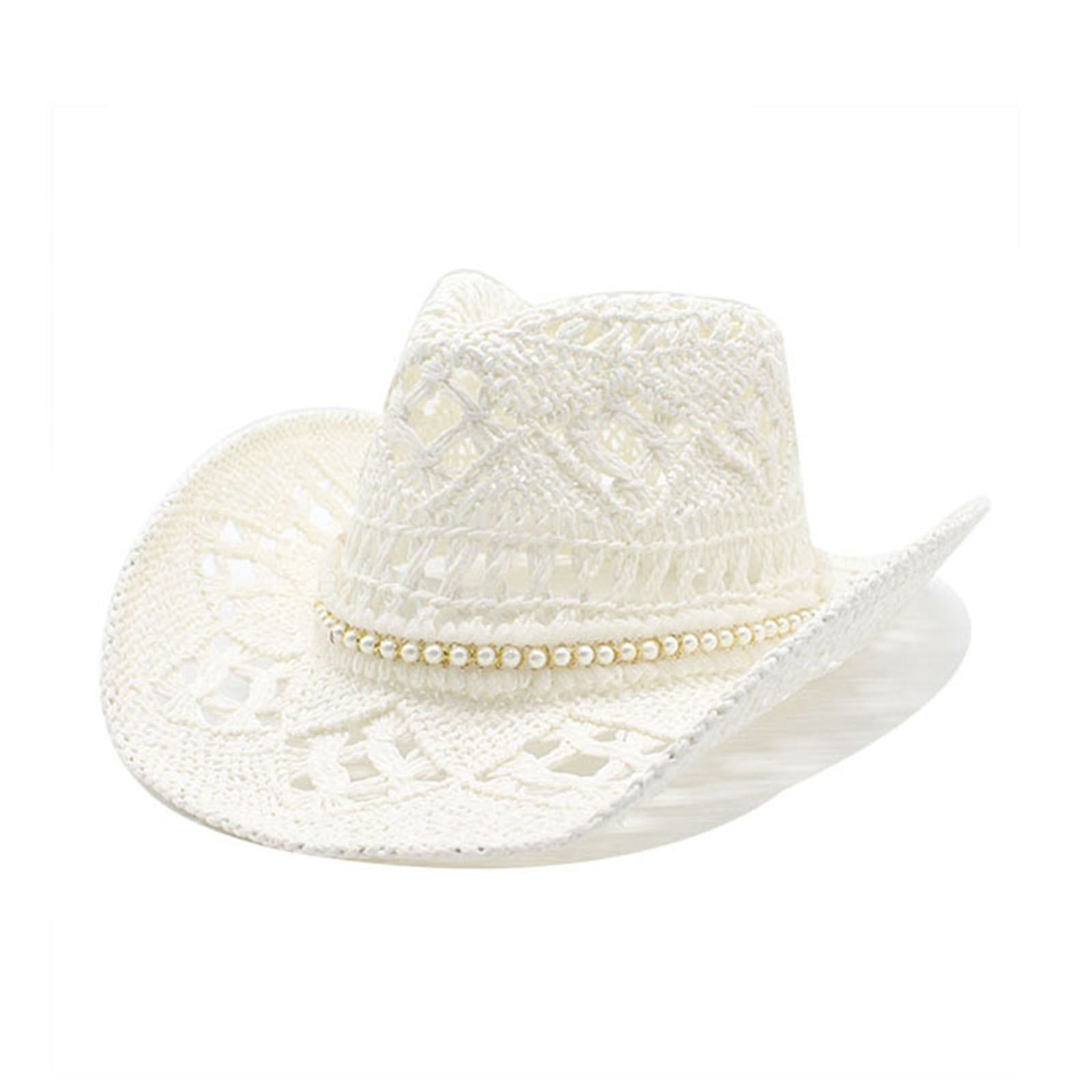 Hauaitttt Women Men Summer Western Cowboy Hat Shapeable Straw Hat ...