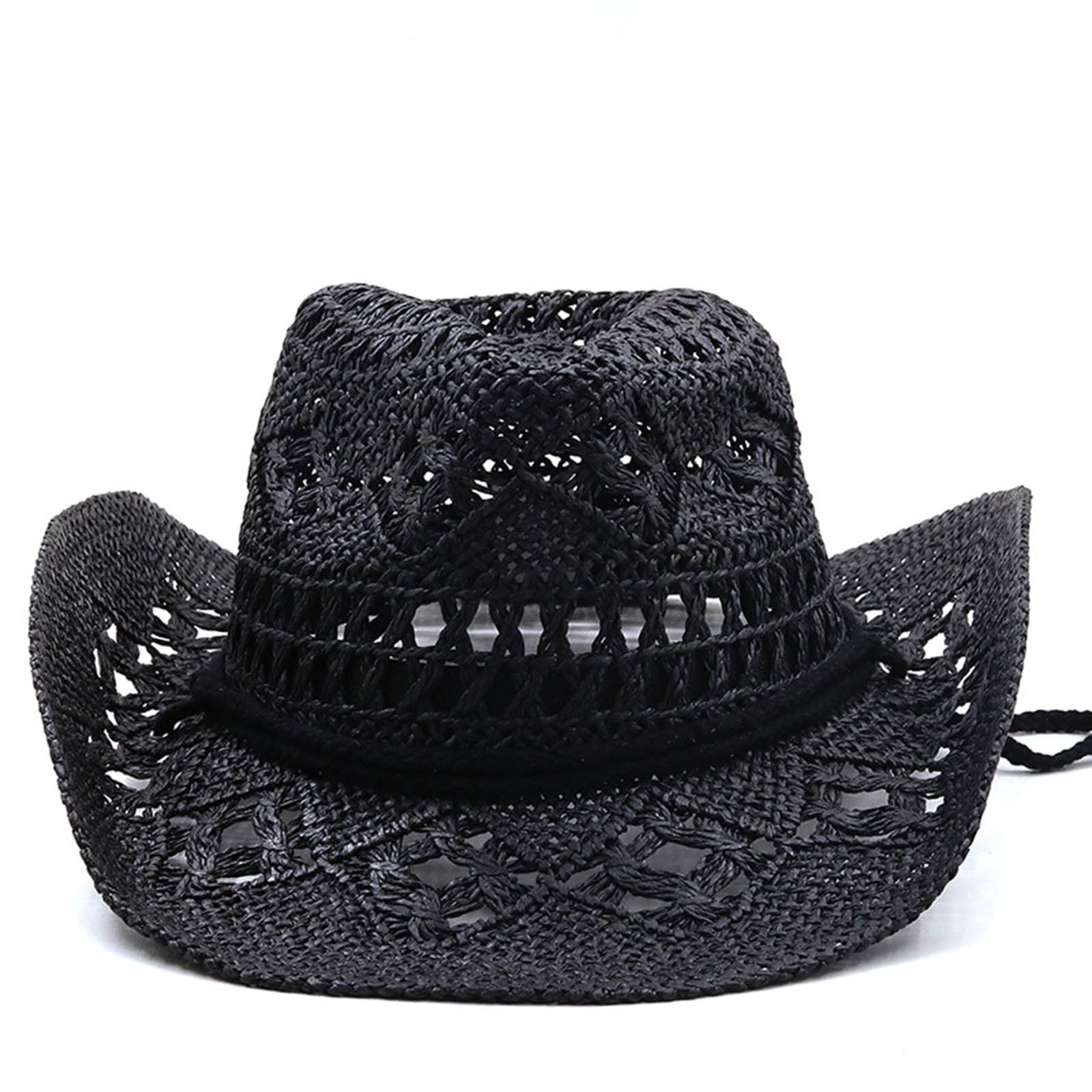 Hauaitttt Women Men Summer Western Cowboy Hat Shapeable Straw Hat ...