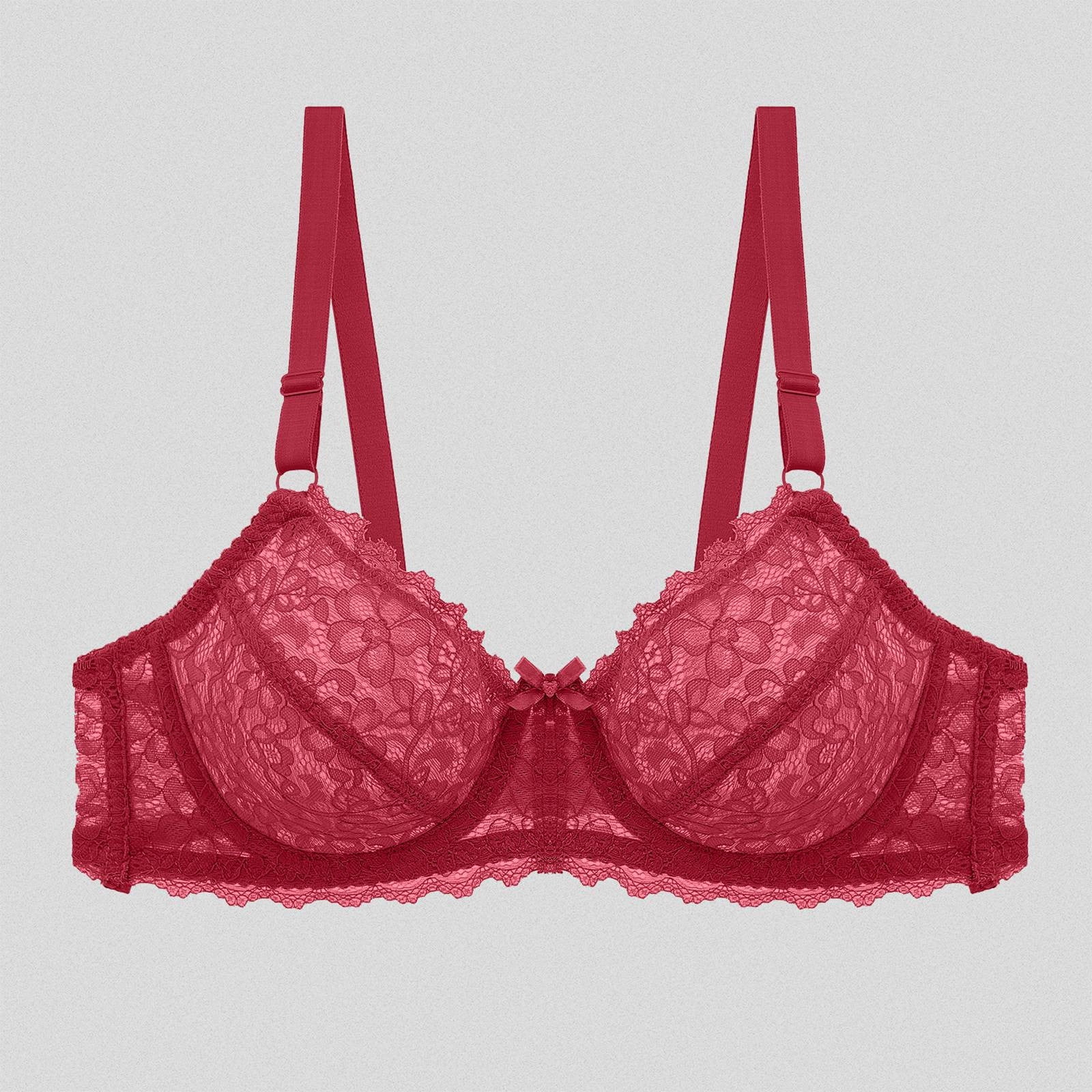 Hauaitttt Women Solid Color Pattern Hollow Underwear Sexy Lace Bra ...
