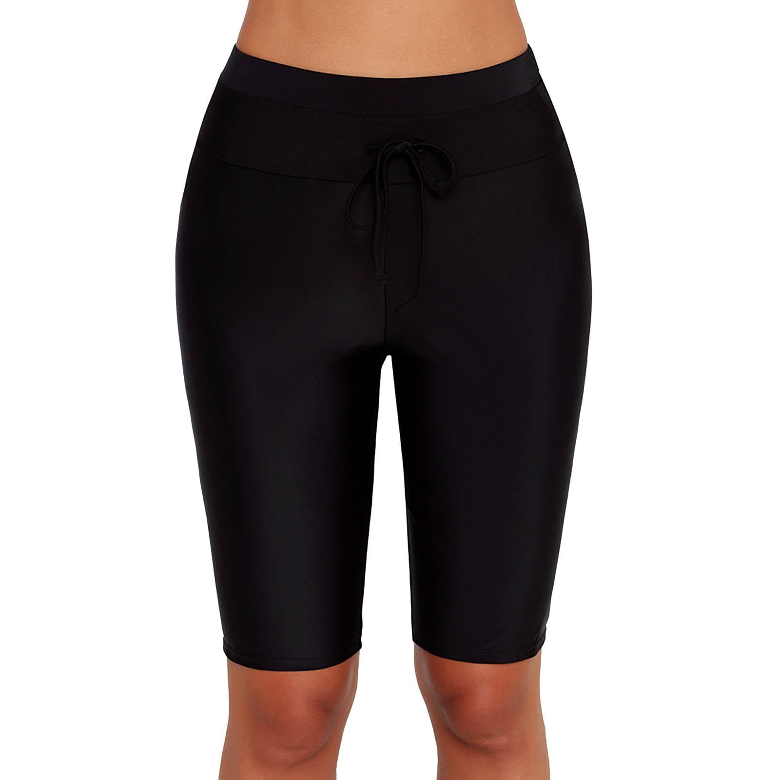 Hauaitttt Women Solid Color Tight Draw Rope Solid Color Medium Shorts ...