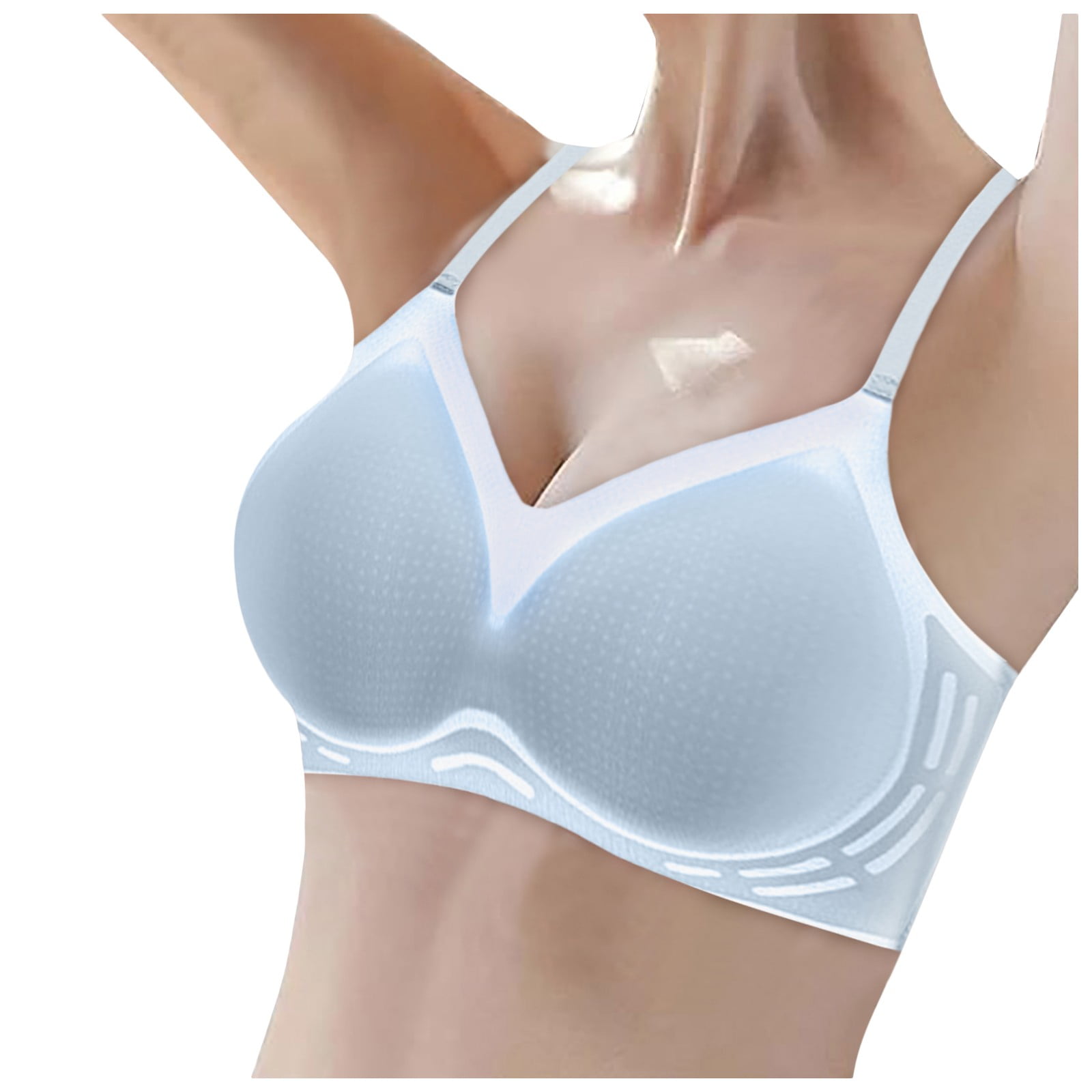 Hauaitttt Women Thin Seamless Vest Soft Support Large Chest Small Half Fixed Cup Breathable Bra ...