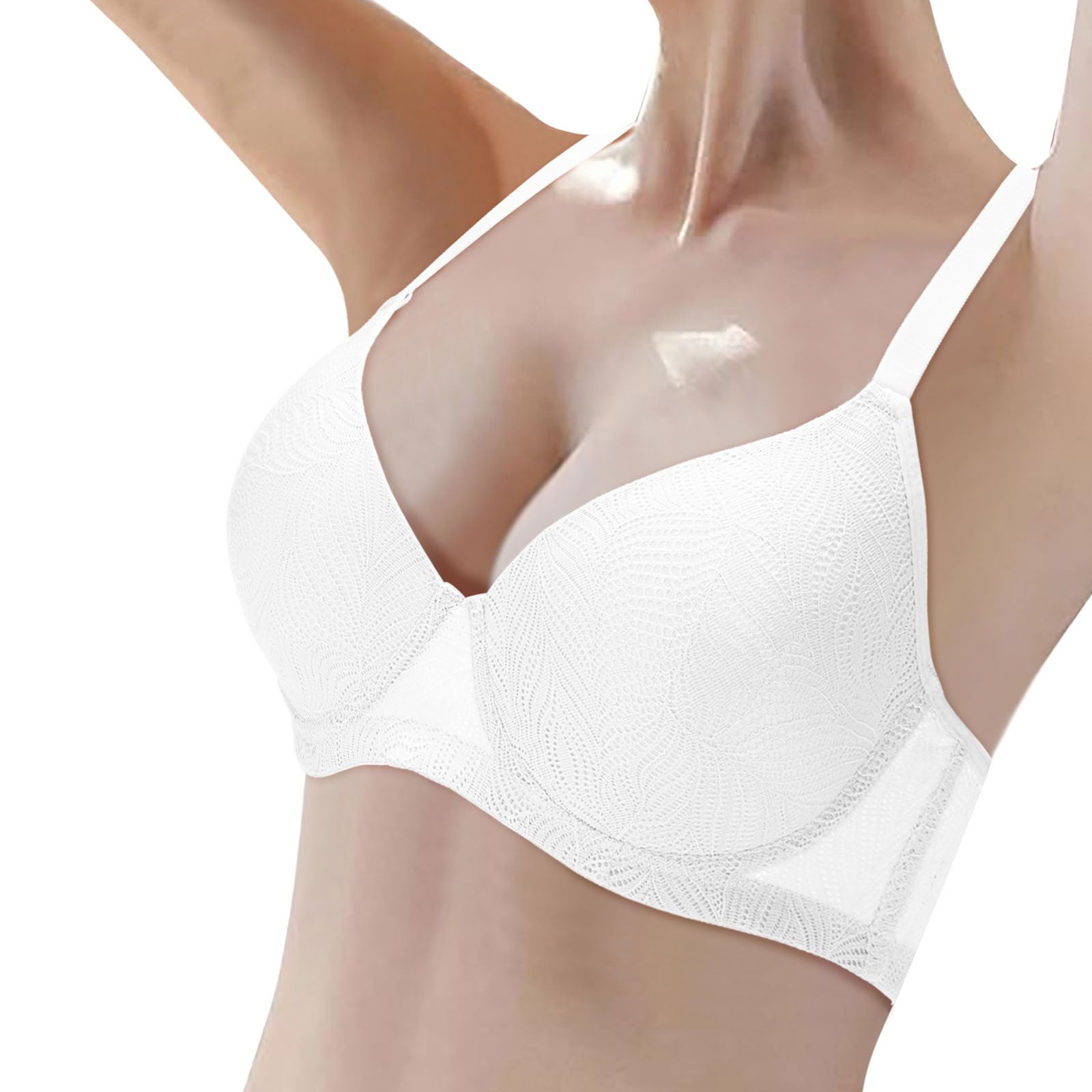 Hauaitttt Women Thin Seamless Vest Soft Support Large Chest Small Half Fixed Cup Breathable Bra ...