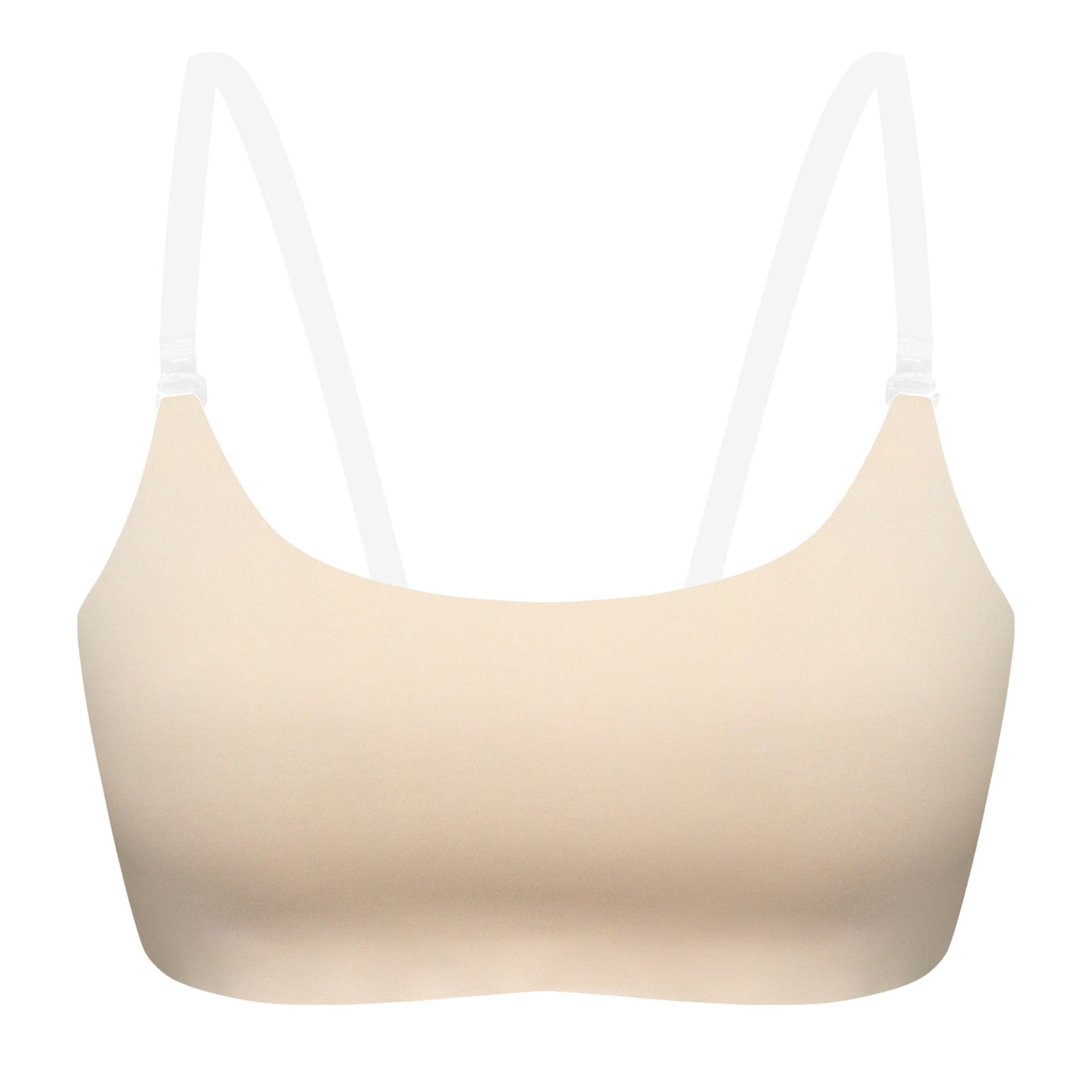 Hauaitttt Women Transparent Shoulder Strap Backless Underwire Bra Sports Bra Bandeau Tan Bra for ...