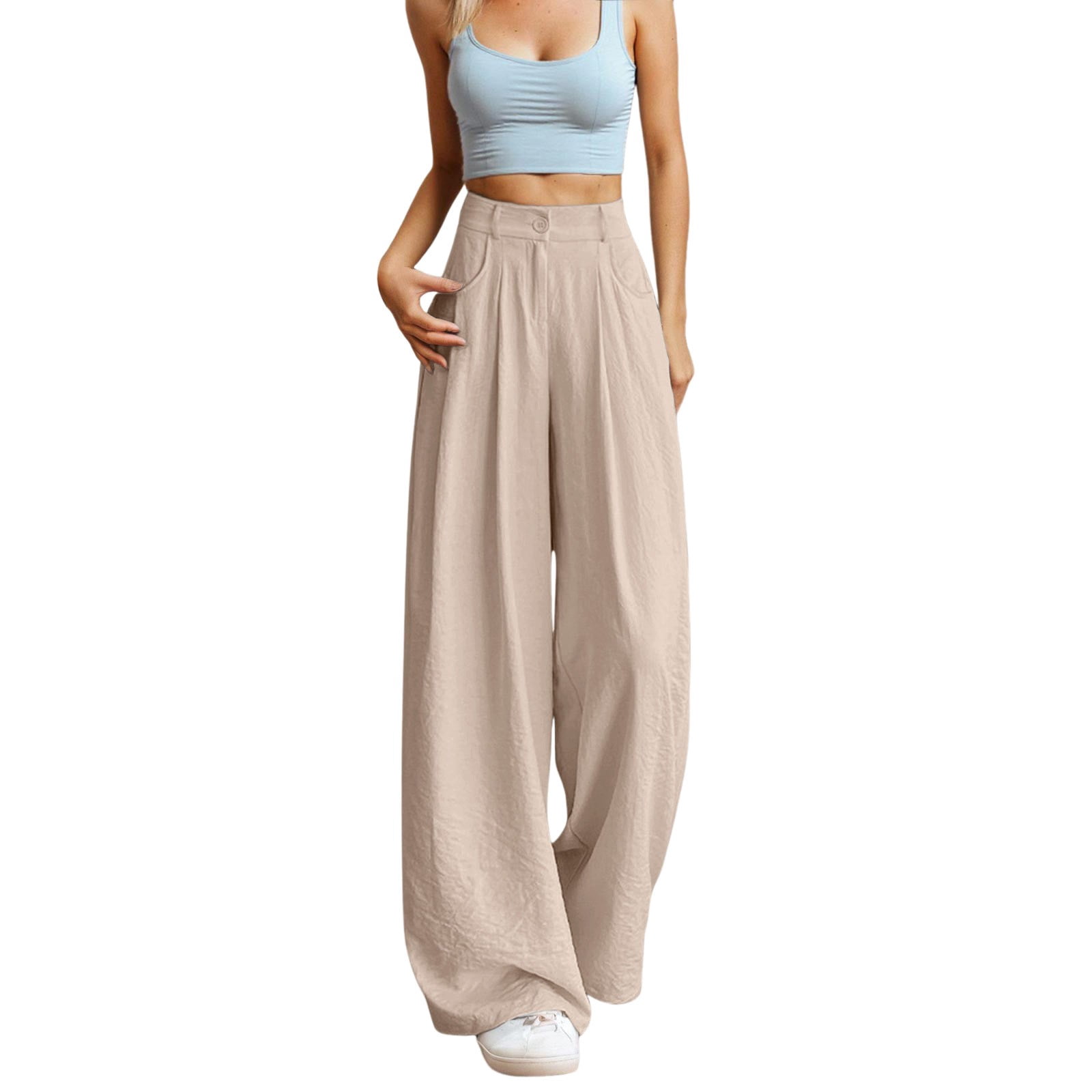 Hauaitttt Women's Casual Pants High Waisted Loose Fit Comfortable ...