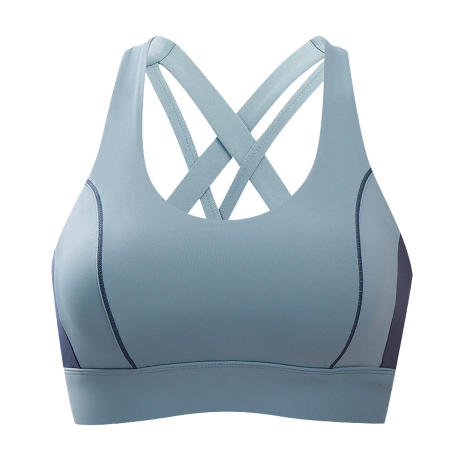 Hauaitttt Women's Color Block Wireless Sports Bra with Fixed Cups Back ...