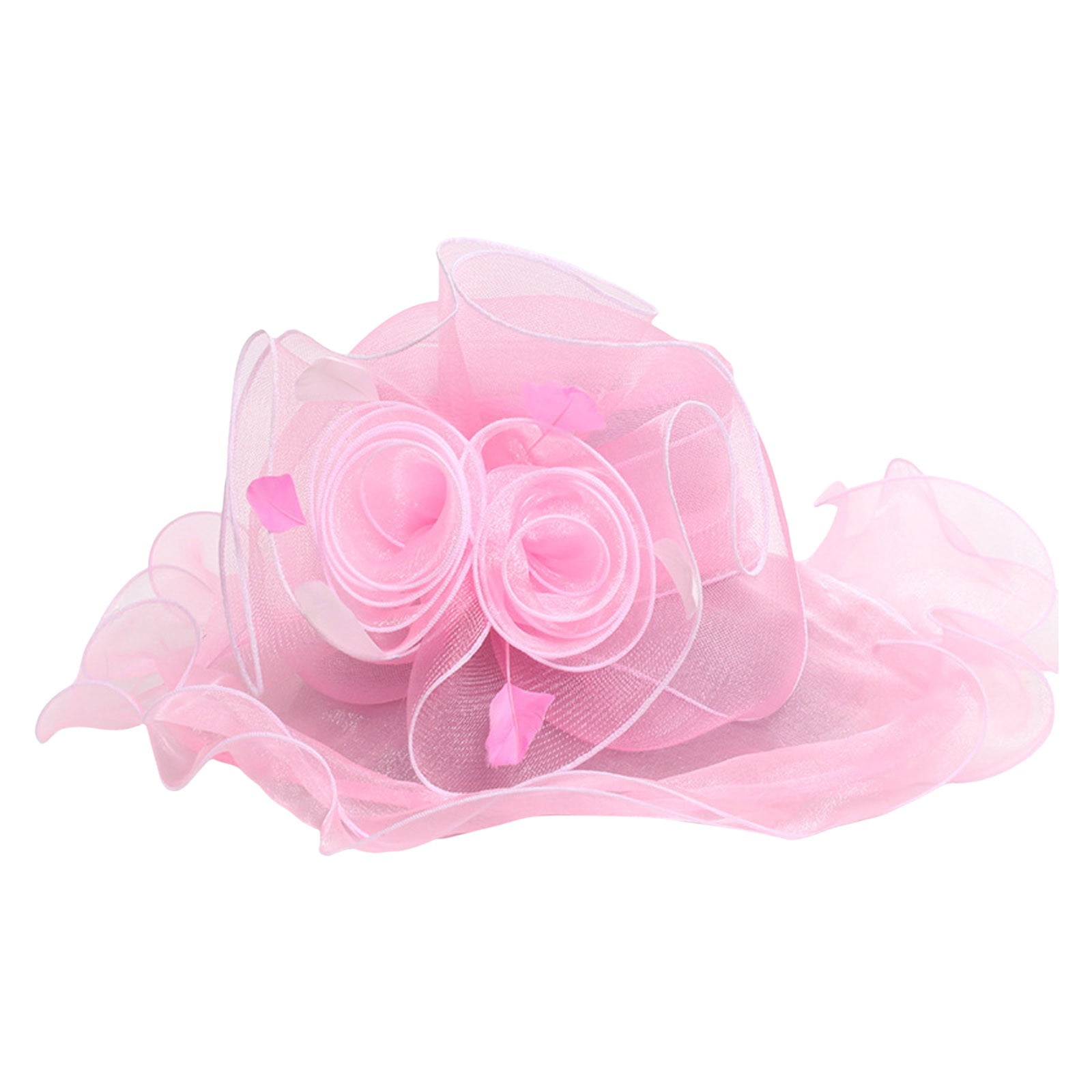 Hauaitttt Women's Fascinator Bridal Tea Party Wedding Hat Wide Rim Hat ...