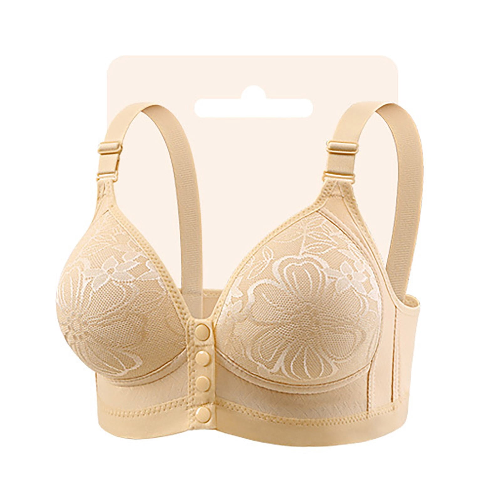 Hauaitttt Women's Fixed Cup Front Buckle Underwear for The Elderly Plus ...