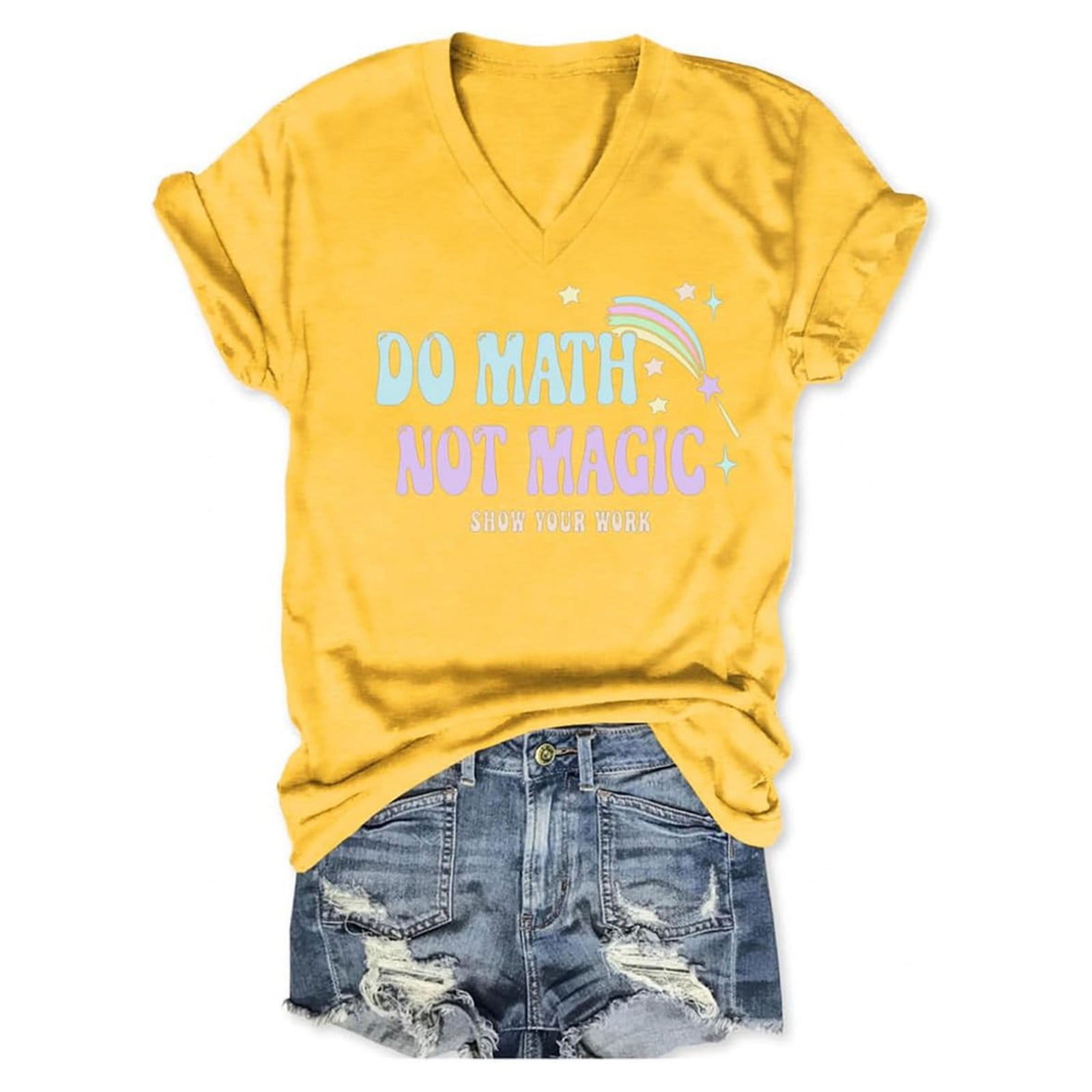 Hauaitttt Women’s Funny Math Teacher V Neck T Shirt Back To School ...