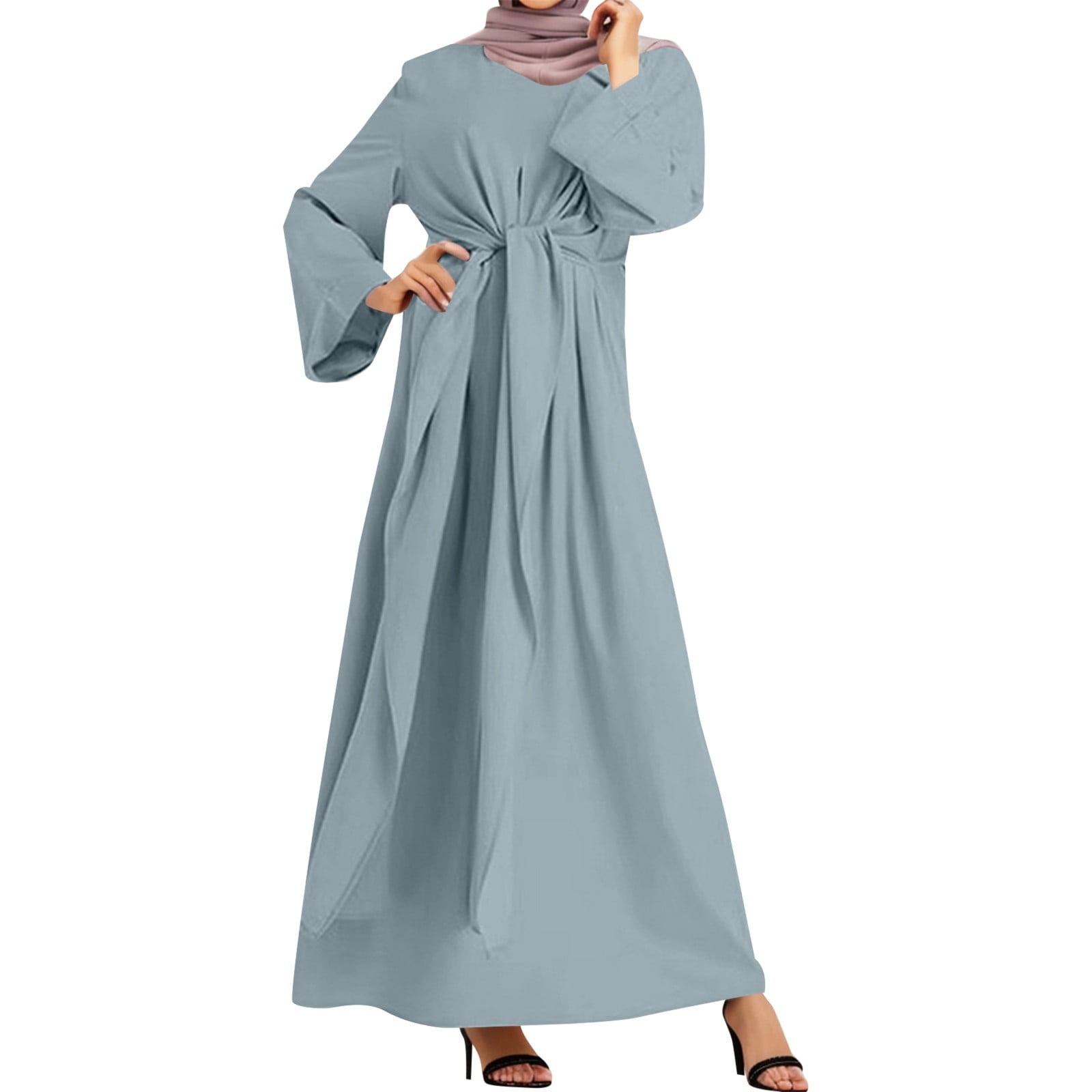 Hauaitttt Women's Long Sleeve Dress Vintage Pullover Abaya Prayer ...