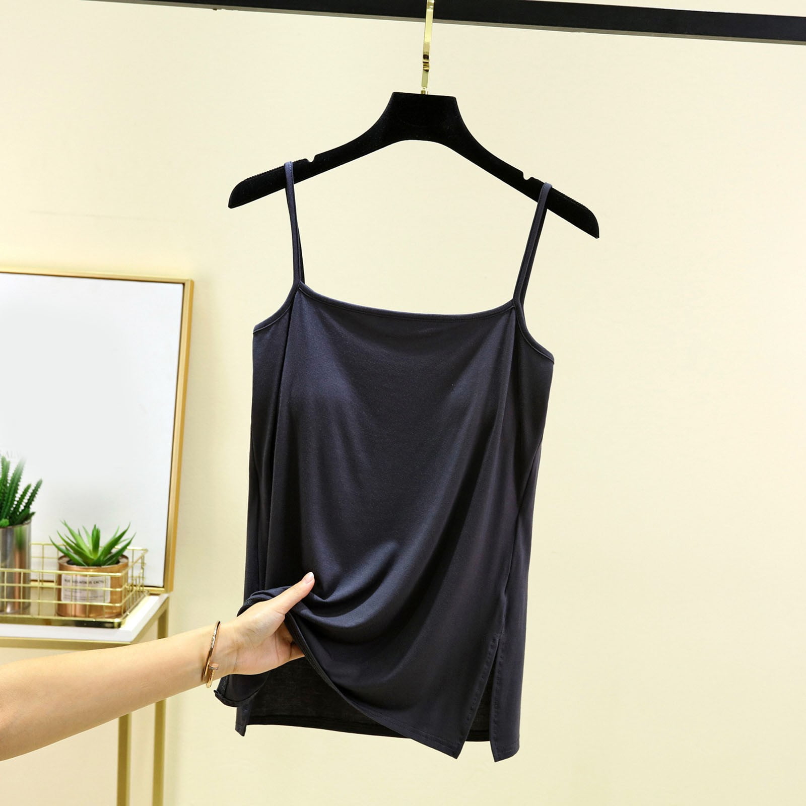 Hauaitttt Women's Neck Sleeveless Knit Ribbed Fitted Casual Crop Tank ...