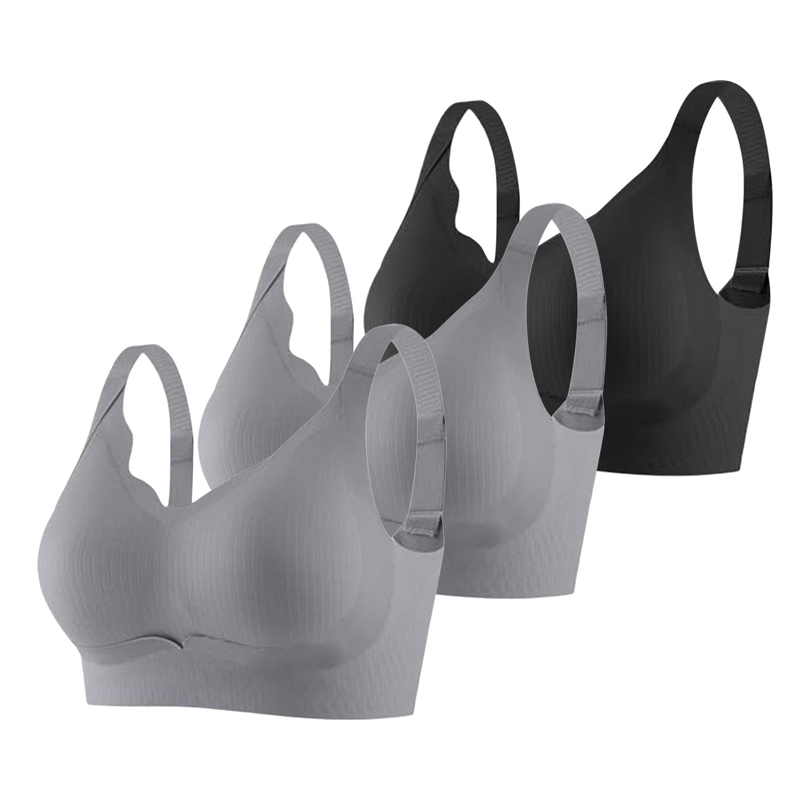 Hauaitttt Women's Seamless Comfort Bra 3 Piece Set Adjustable Support ...
