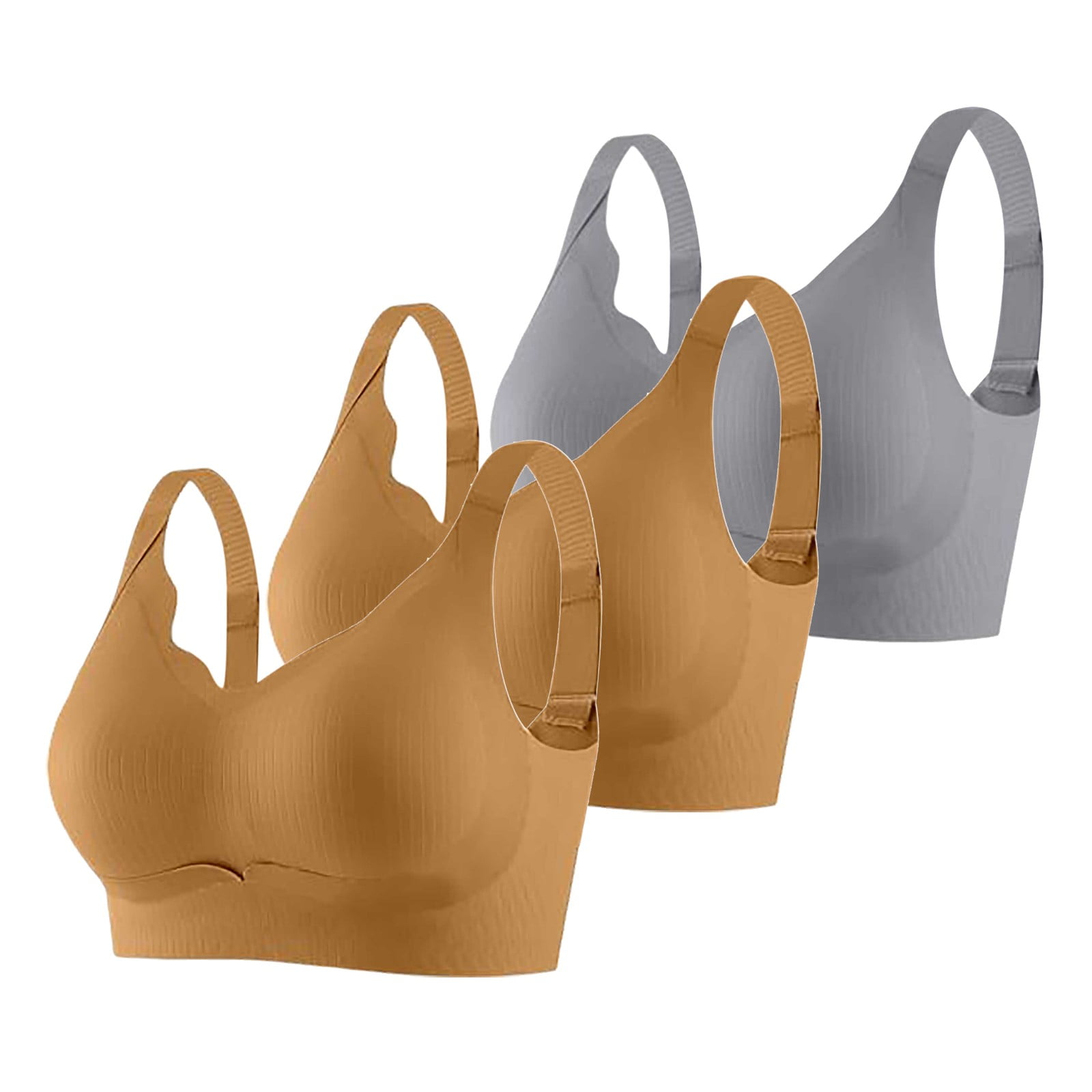 Hauaitttt Women's Seamless Comfort Bra 3 Piece Set Adjustable Support ...