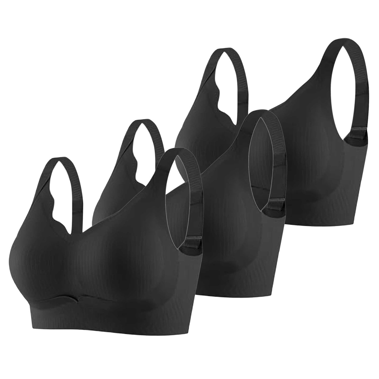 Hauaitttt Women's Seamless Comfort Bra 3 Piece Set Adjustable Support ...