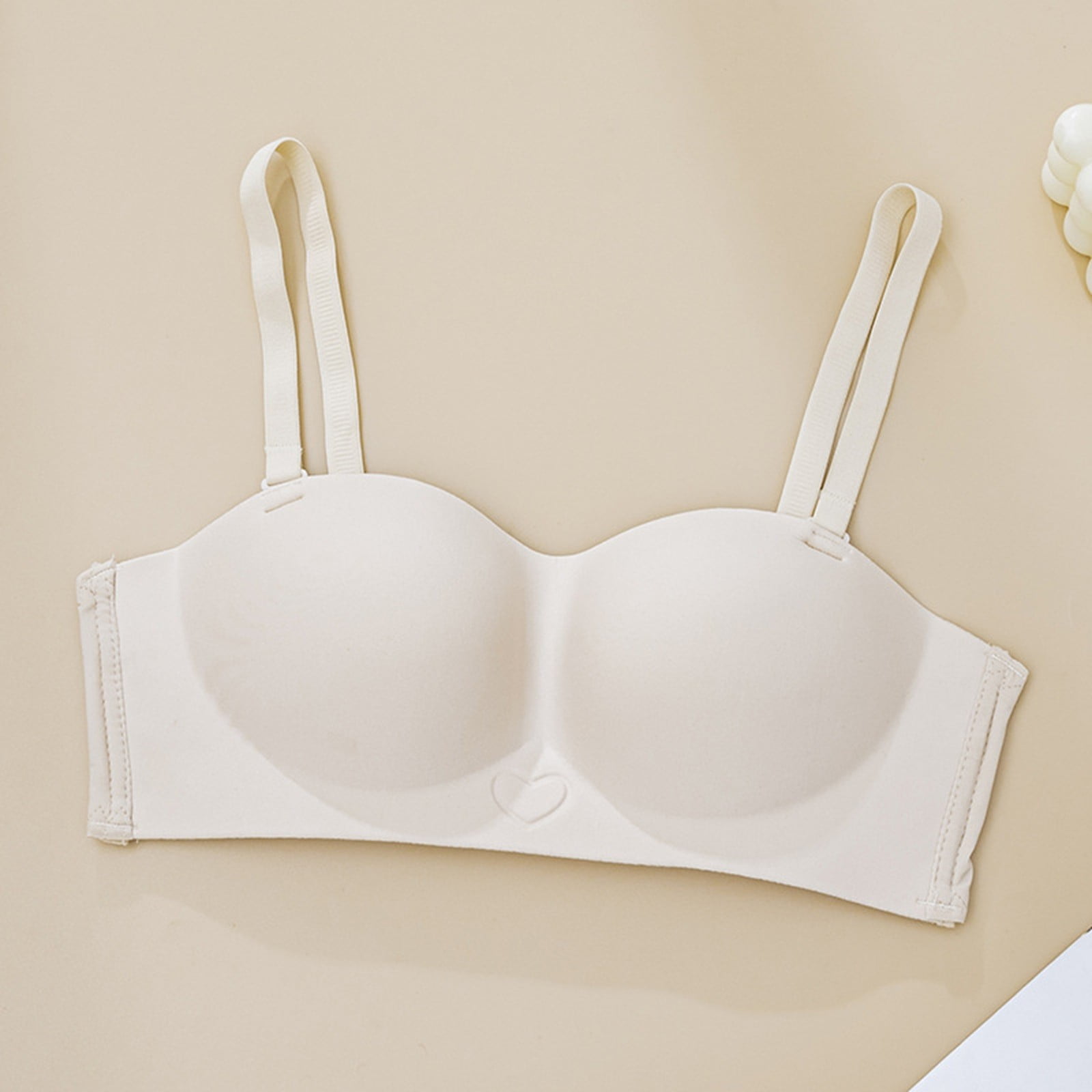 Hauaitttt Women's Soft Wireless Half Cup Bra Strapless Design for ...