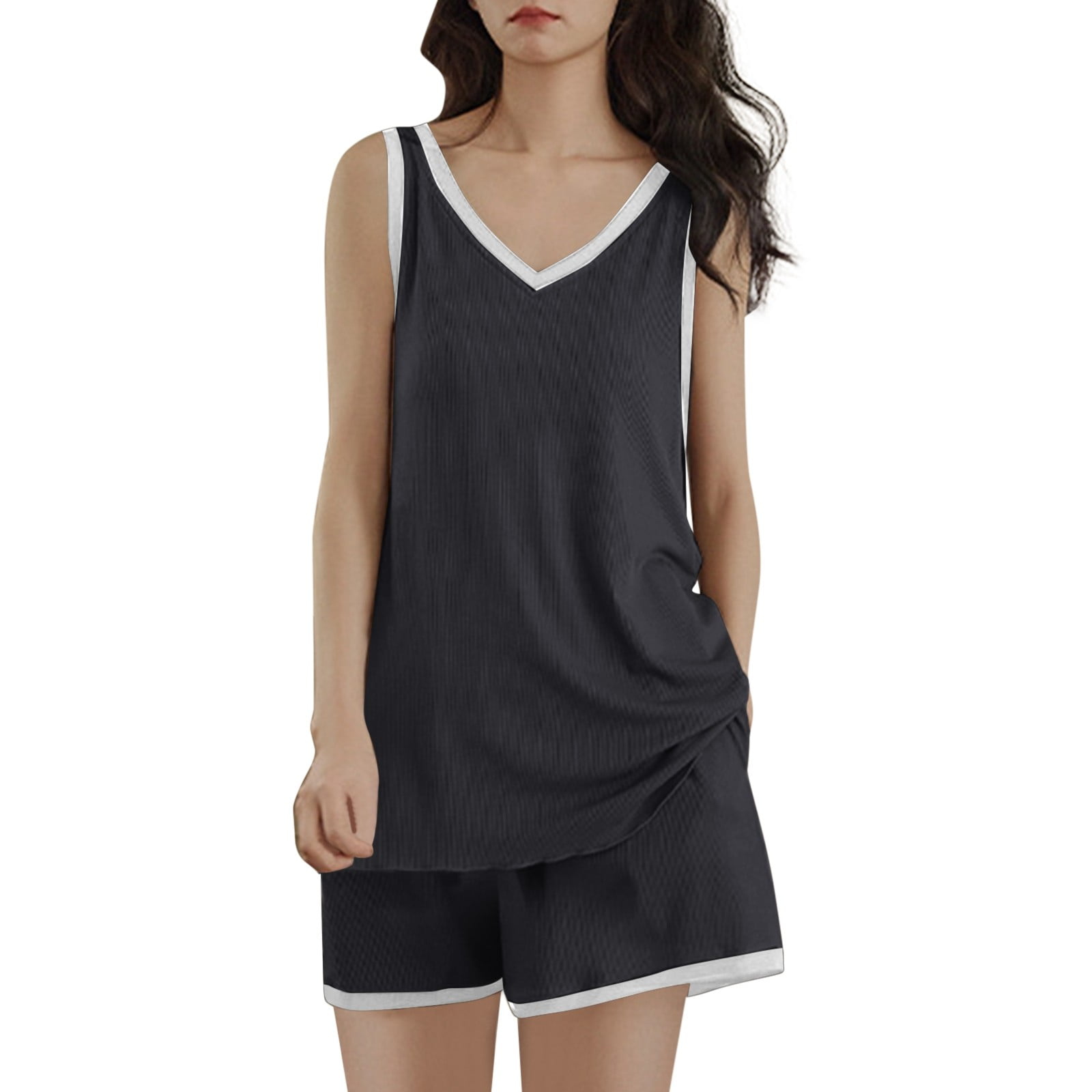 Hauaitttt Women's Summer Ice Silk Ribbed Padded Vest with Plus Size ...