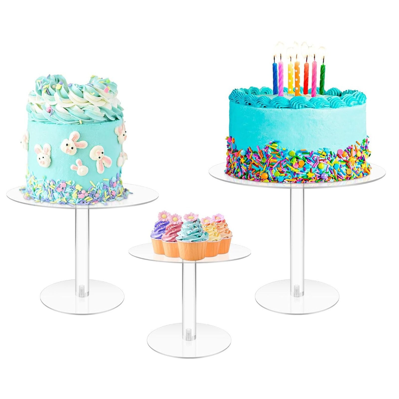 HauiWeiLyai 3 PCS Round Acrylic Cake Stands, Clear Cupcake Stand Cake ...