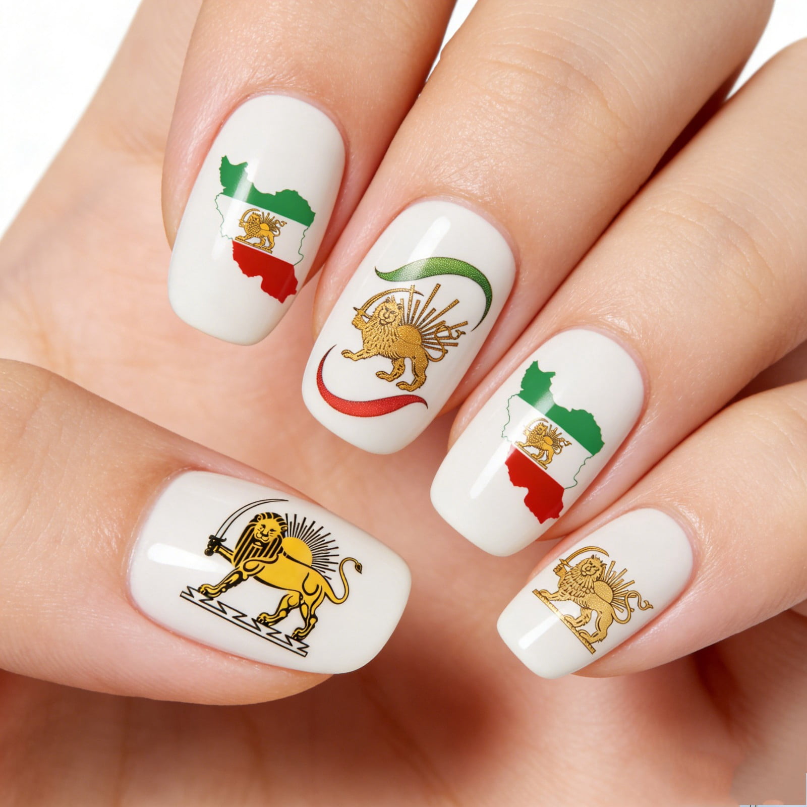 Hauiodp Iran Flag Nails Stickers With Various Sizes And Styles ...