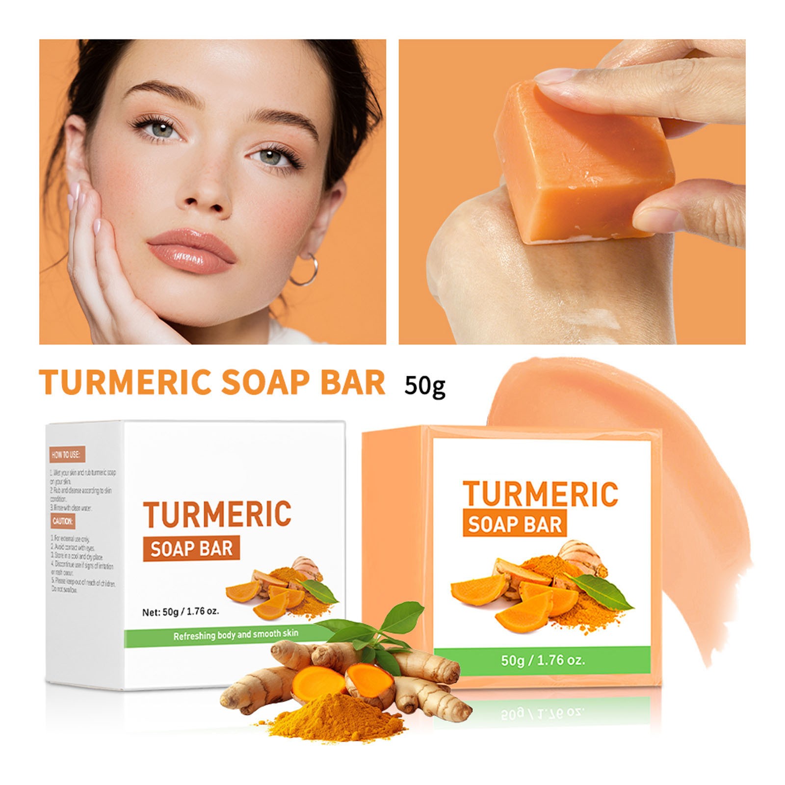 Hauiodp Soap Lemon Turmeric Soap Tablets Cleansing Turmeric Soap Facial ...
