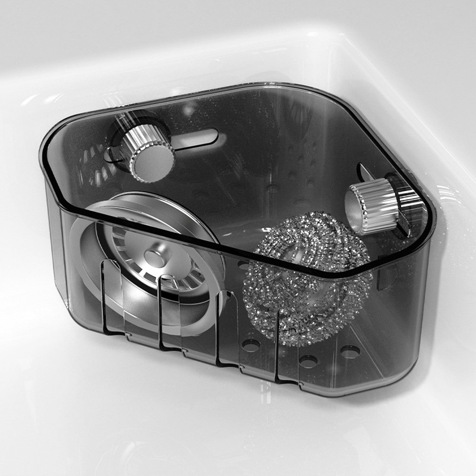 Hauiodp Suction Cup Sink Corner Rack, Kitchen Sink Organizer ...
