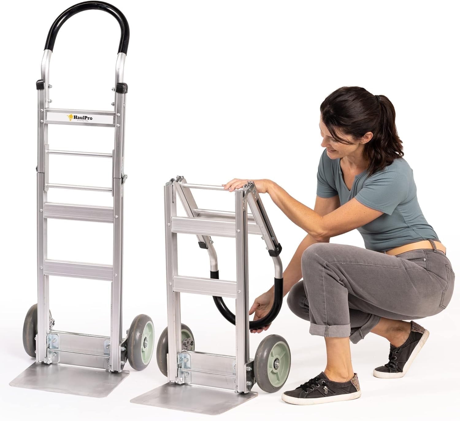 "HaulPro Foldable Heavy Duty Hand Truck, 500 lb Capacity, 8"" Wheels ...