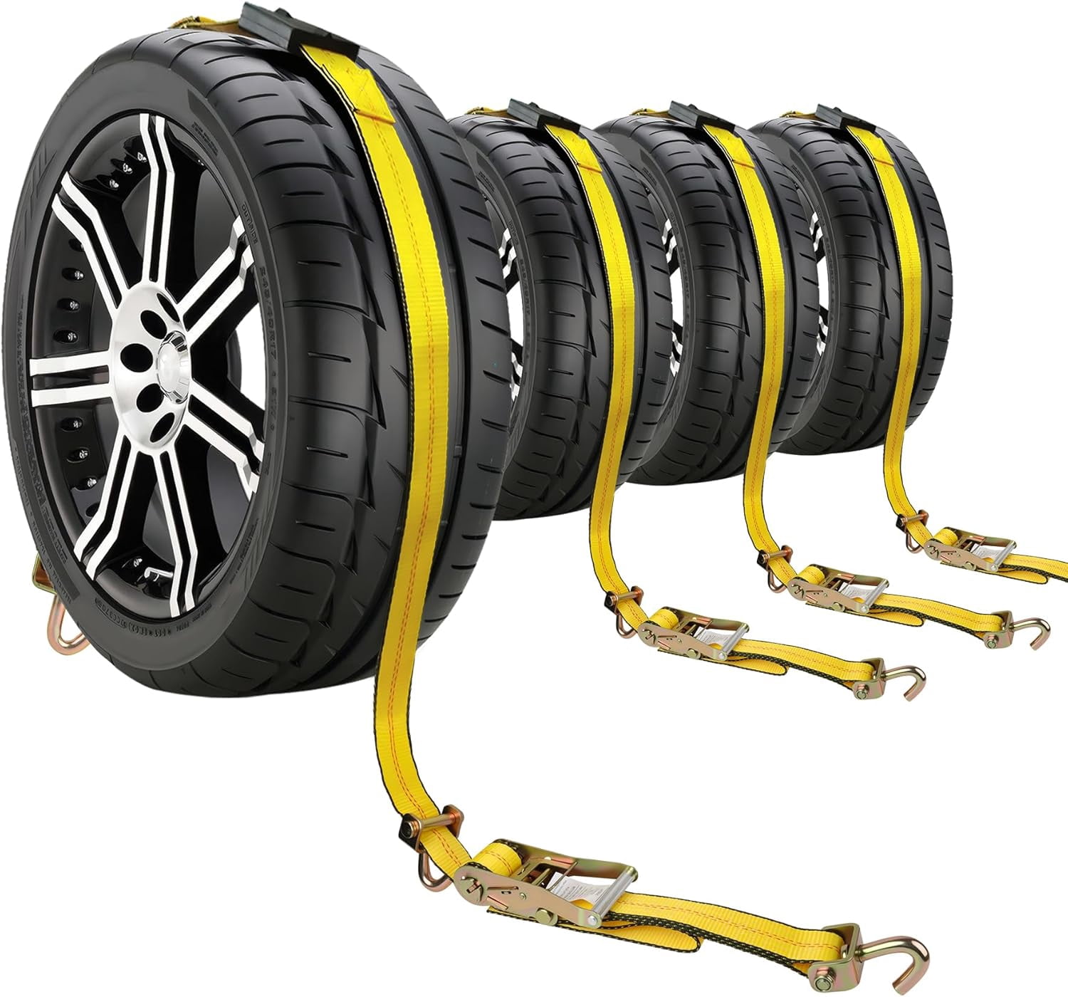 Hauler Straps Heavy Duty 10,000 lbs Break Strength-3-Point Tire Tie ...