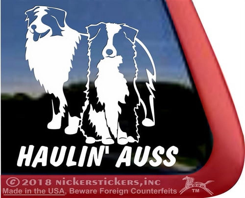 Haulin' Auss | Pair of Australian Shepherds Vinyl Adhesive Dog Window ...