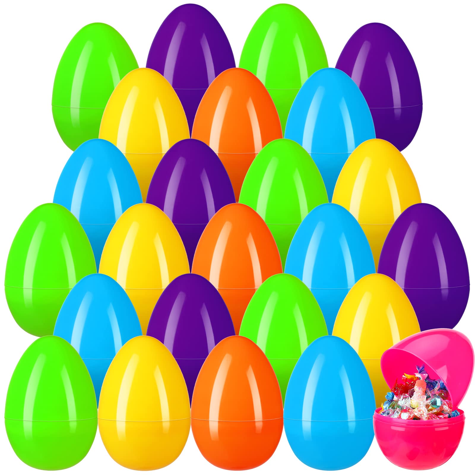 Haull 24 Pcs 6 Inch Jumbo Easter Eggs Bulk Colorful Bright Plastic Eggs ...