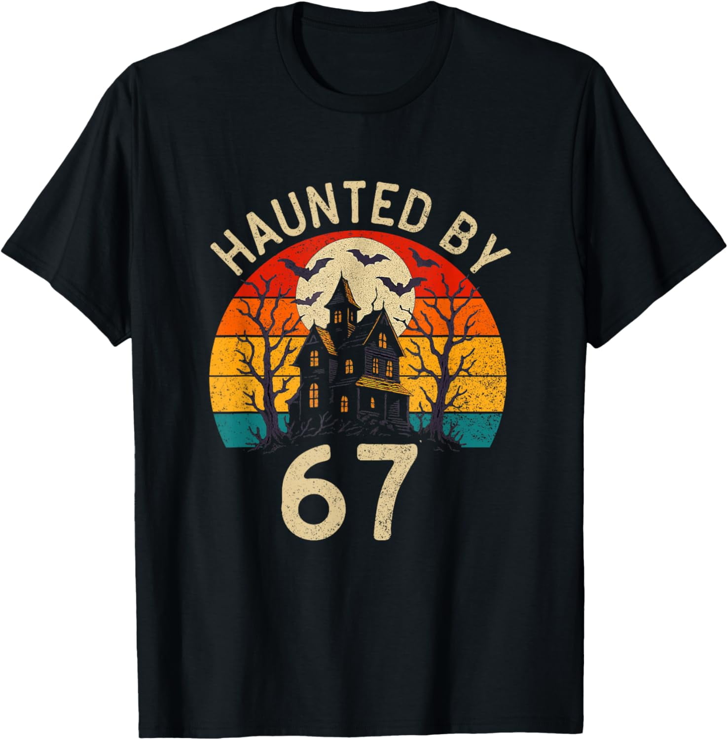 Haunted 6 7 Six Seven 67 Meme Halloween Costume Brainrot T-Shirt ...