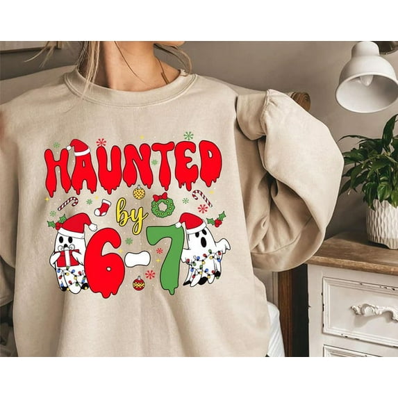 Haunted By 6 7 Math Ghost Sweatshirt, Viral 6 7 Shirt, Internet Joke ...