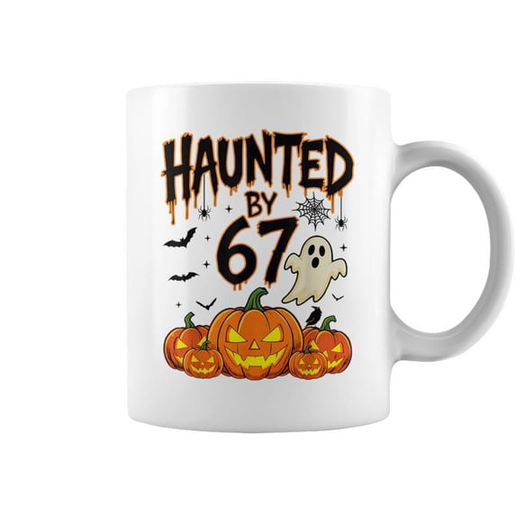 Haunted By 67 Six Seven Meme Pumpkin Ghost Halloween Coffee Mugs ...