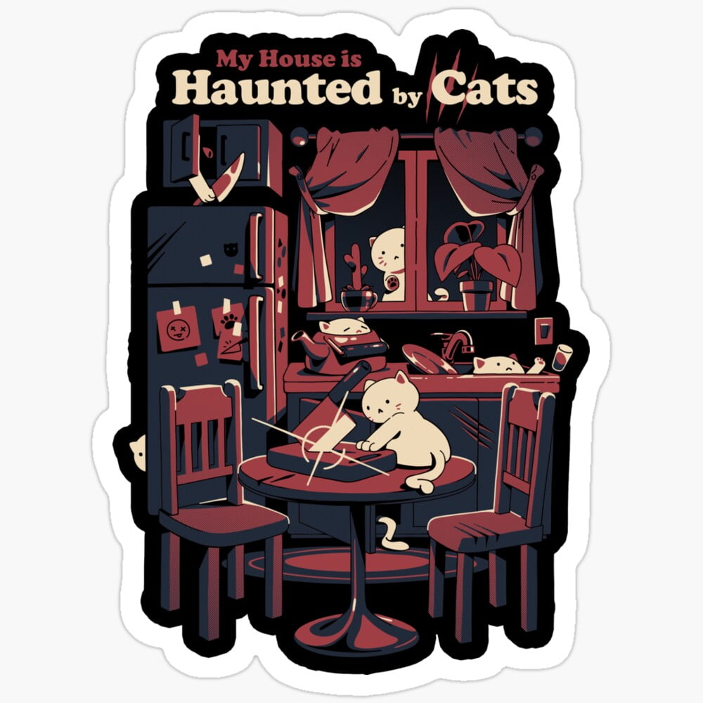 Haunted By Cats Sticker Phone Decal Water Bottle Stickers Car Decals ...