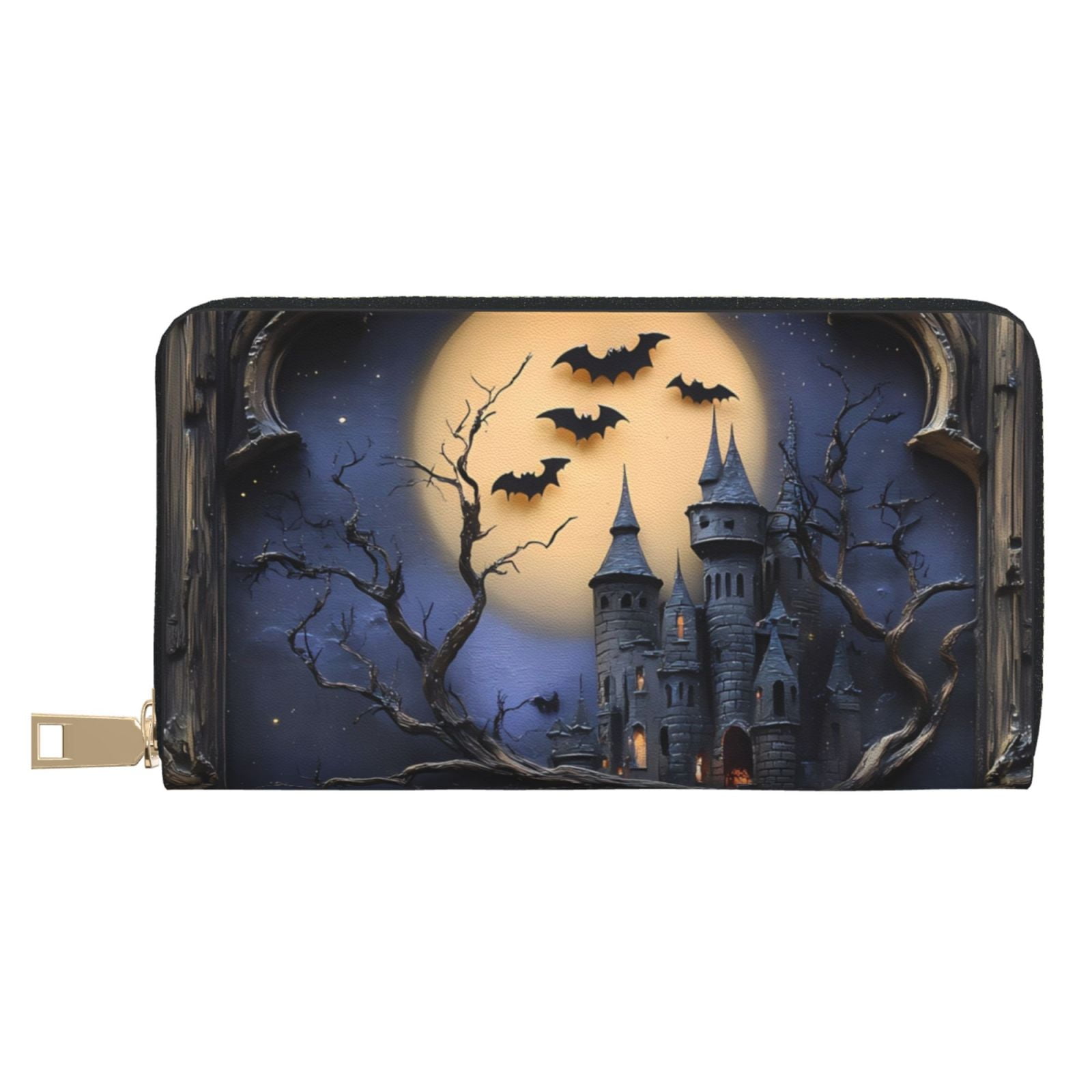 Haunted Castle Under Moon Wallet Women, Leather Bifold Multi Card ...