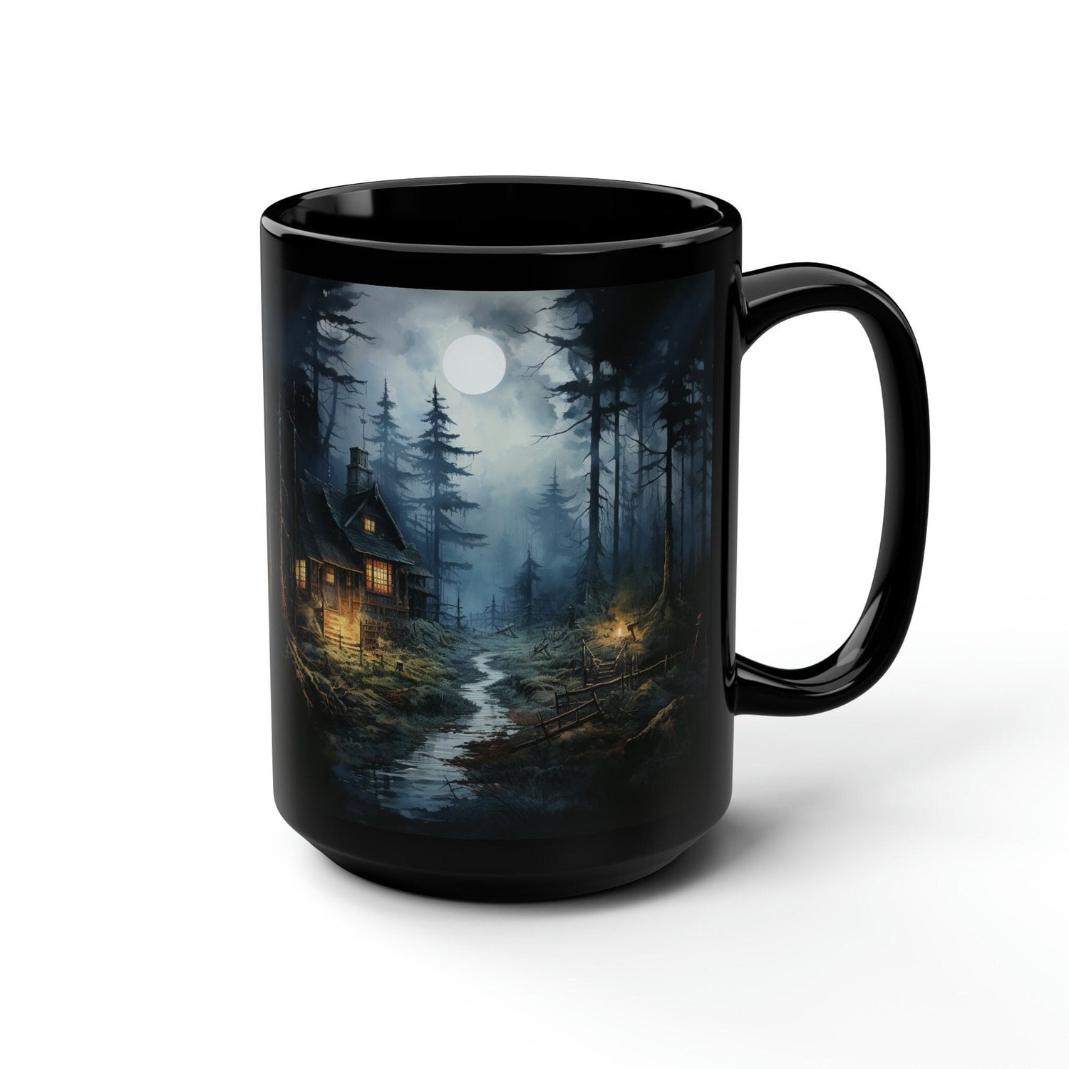 Haunted Forest Cabin Mug: Gothic Halloween Coffee Cup, Dark Cottagecore ...