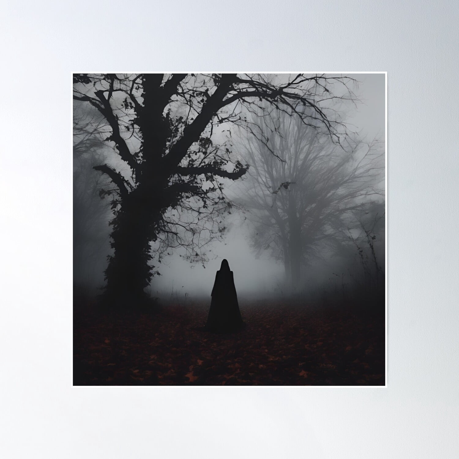 Haunted Forest With Shadow Woman Witch Warlock Poster Wall Art, Modern ...