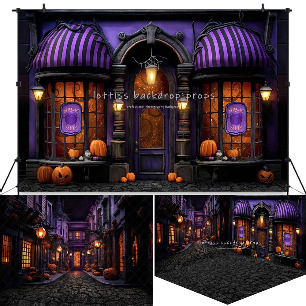 Haunted Halloween Street Backdrops Child Photography Props Kids Adult ...